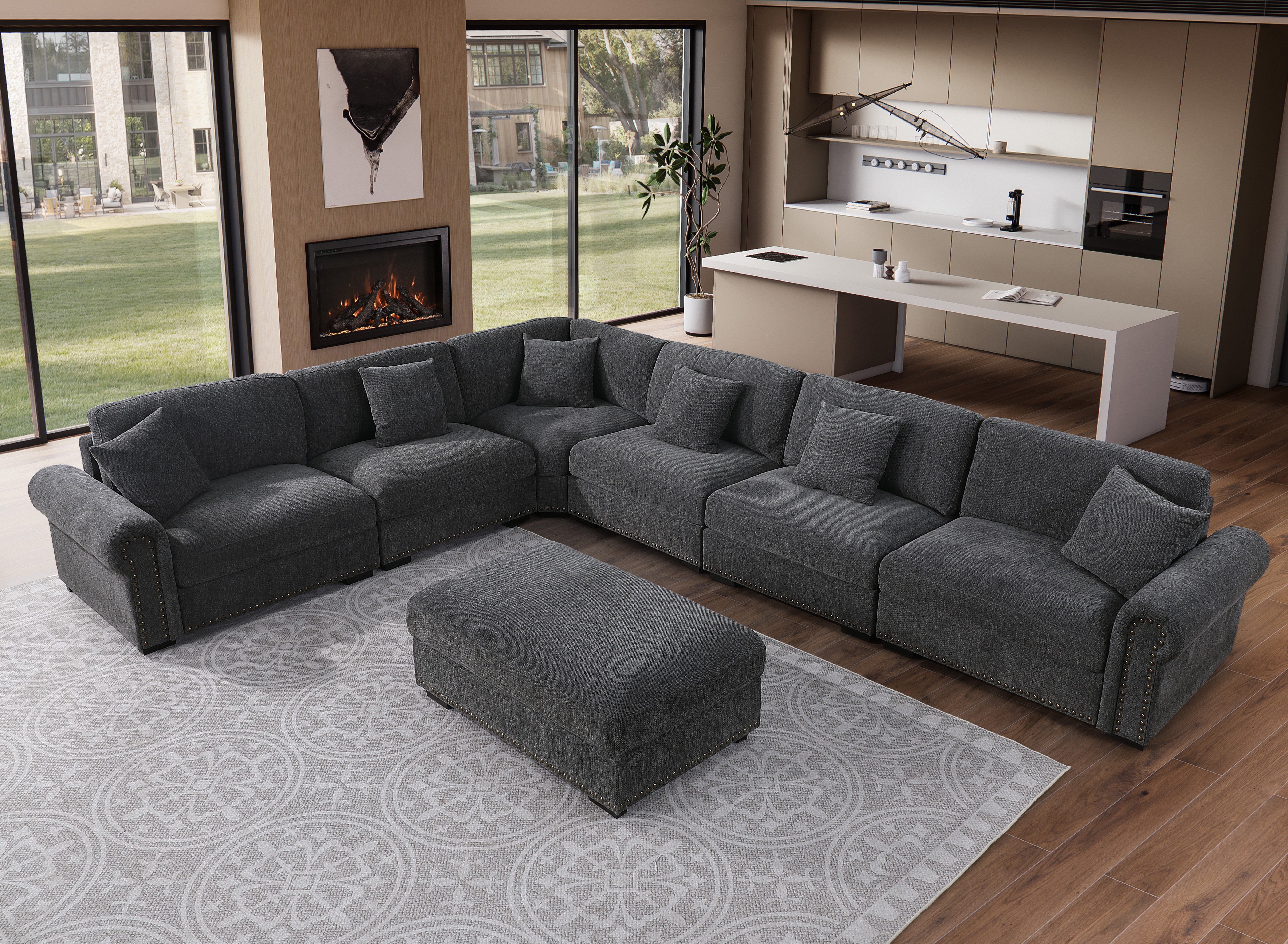 Lark Manor™ Errett Upholstered 7-Seats Cloud Corner Sectional Sofa ...
