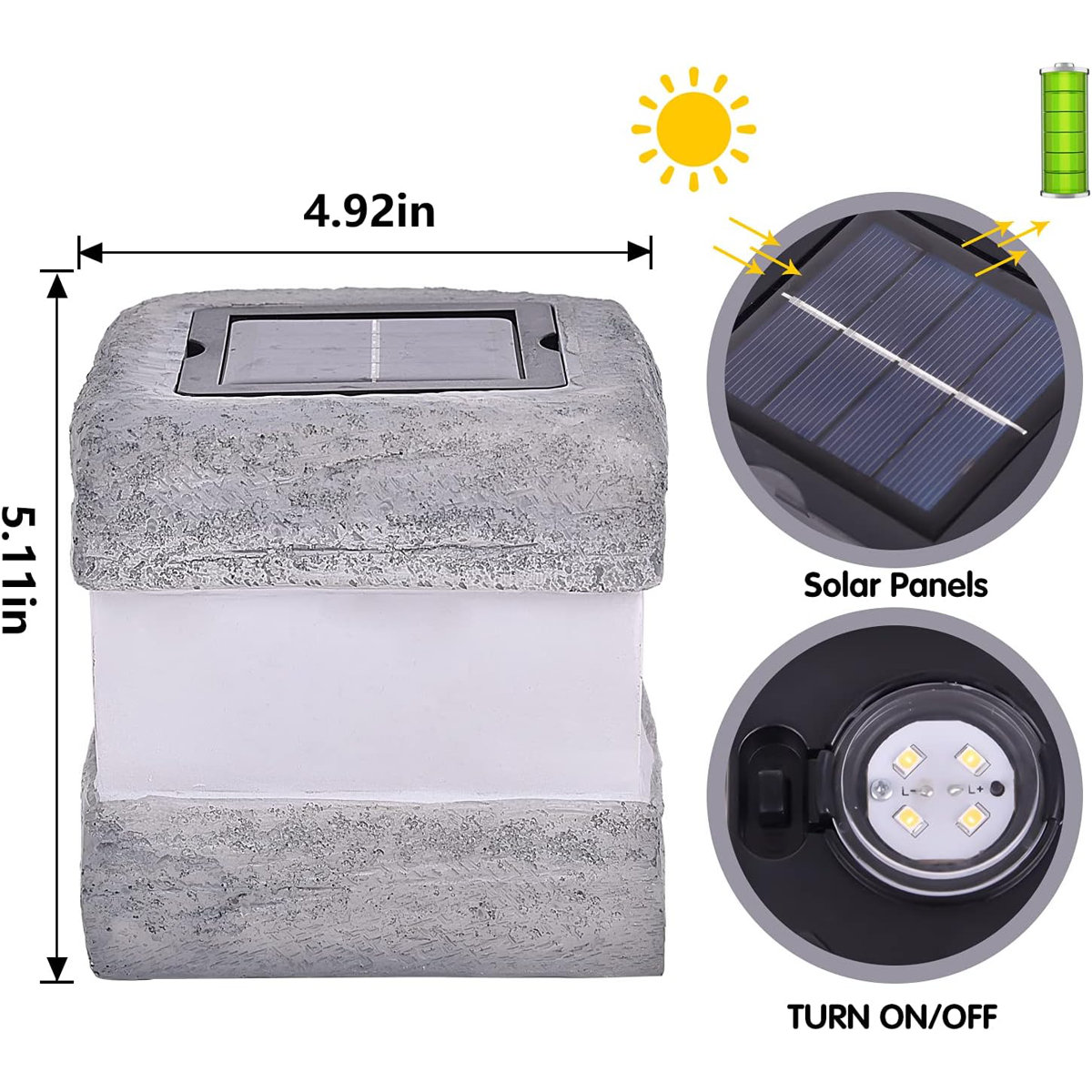 Wrought Studio™ 2 Pack Solar Rock Lights Outdoor - Solar Garden Decor ...