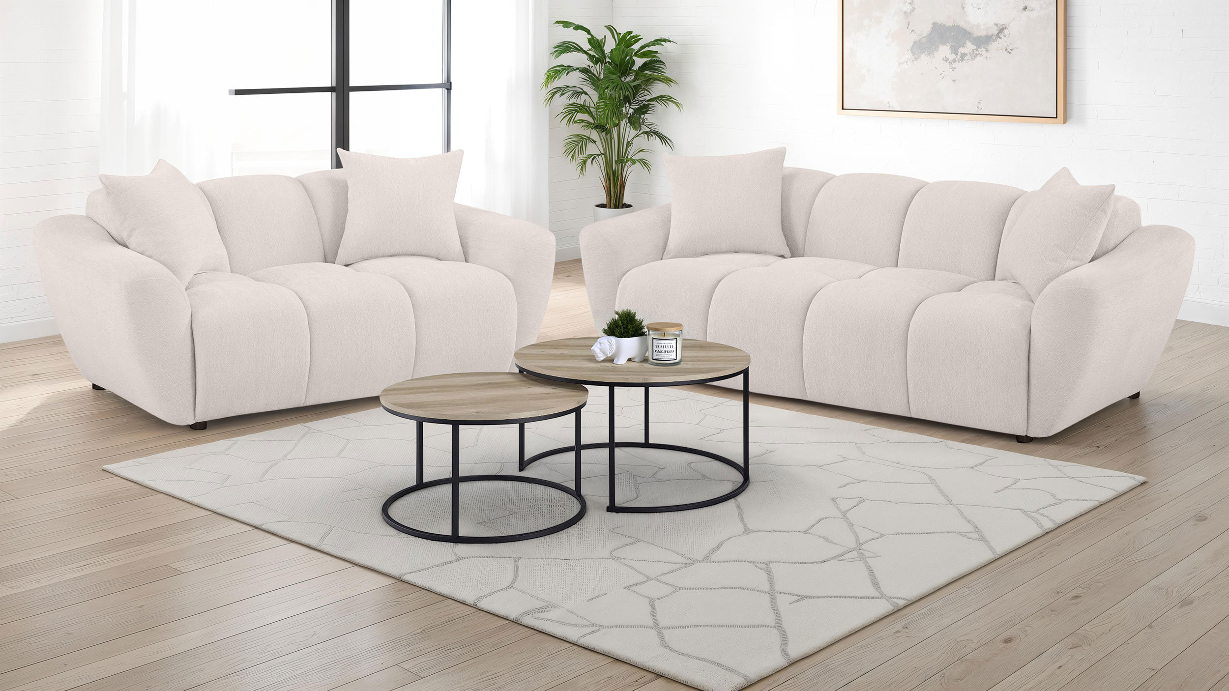 Coaster Company Destino 2-Piece Chenille Splayed Arm Sofa Set Greige ...