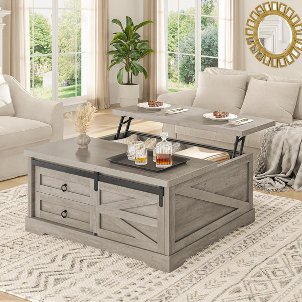 August Grove® 39.4'' Lift Top Coffee Table With Storage, Farmhouse ...