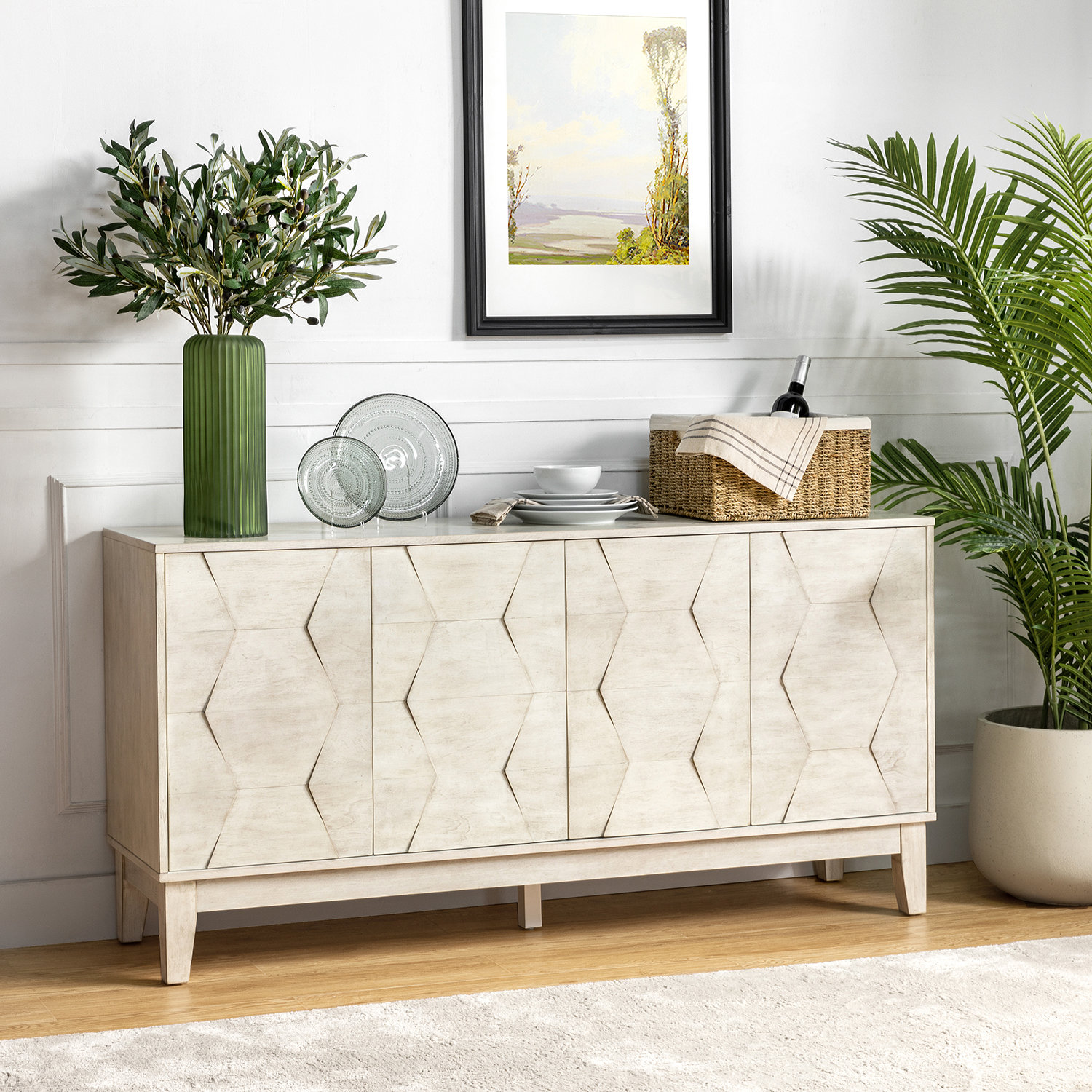 Kelly Clarkson Home Sara 60" Wide Sideboard with Solid Wood Legs ...