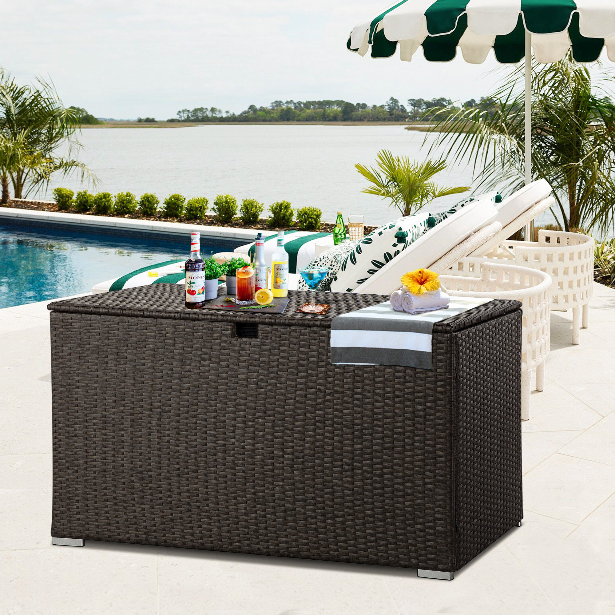 FOREST HOME 120 Gallons Water Resistant Wicker Deck Box | Wayfair