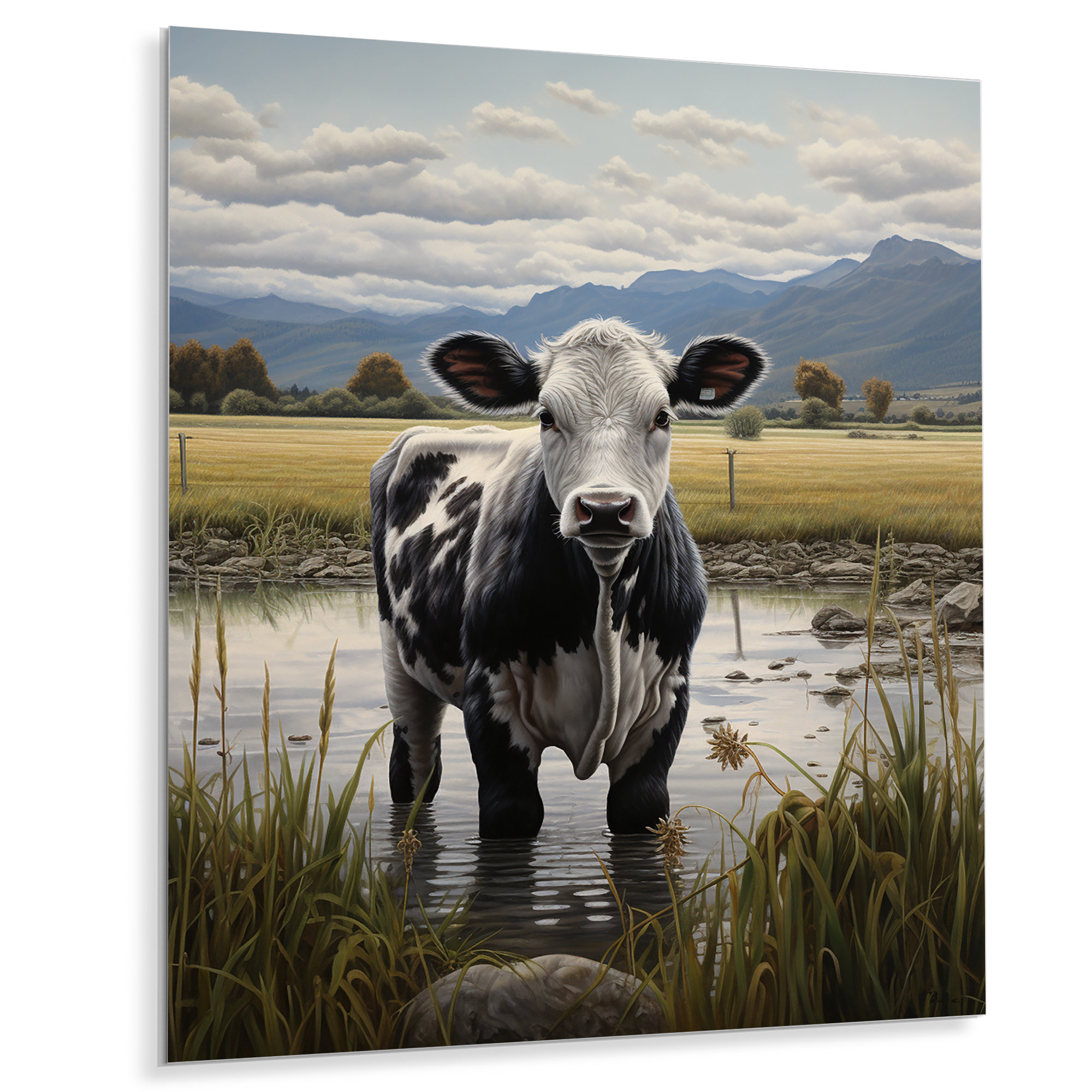 Millwood Pines Cow Solitude II - Animals Metal Wall Art Living Room ...