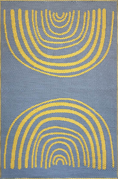 Mad Mats 4' X 6' Concentric Outdoor Mat, Yellow/Grey | Wayfair