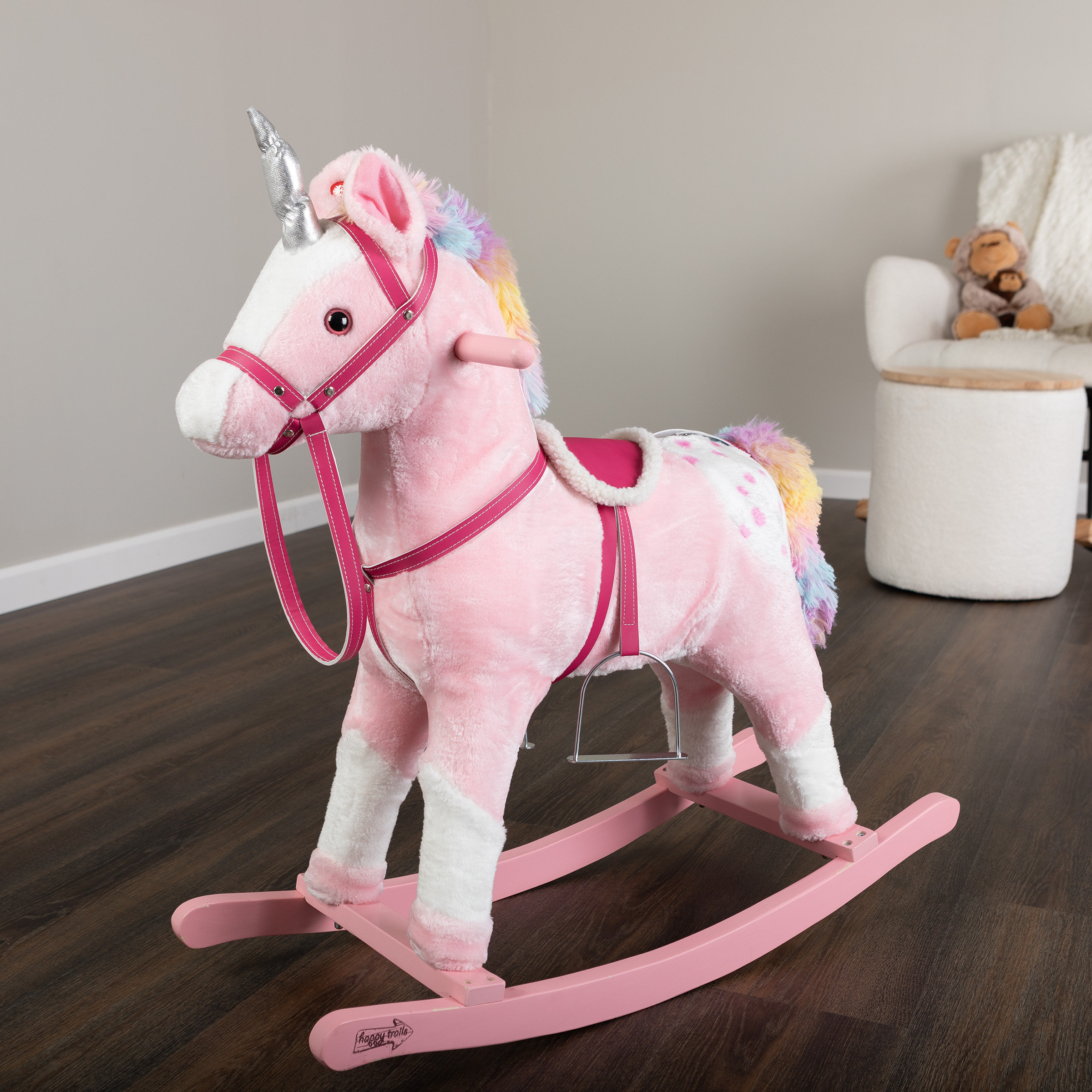 Happy Trails Rocking Horse - Plush Ride on Unicorn with Realistic ...