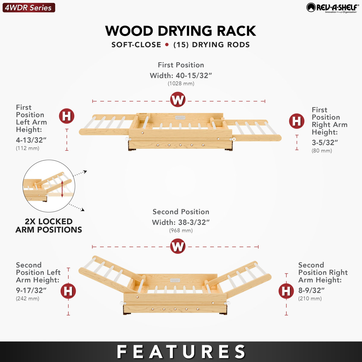 Rev-A-Shelf Wood Drying Rack With BLUM Soft-Close Slides | Wayfair