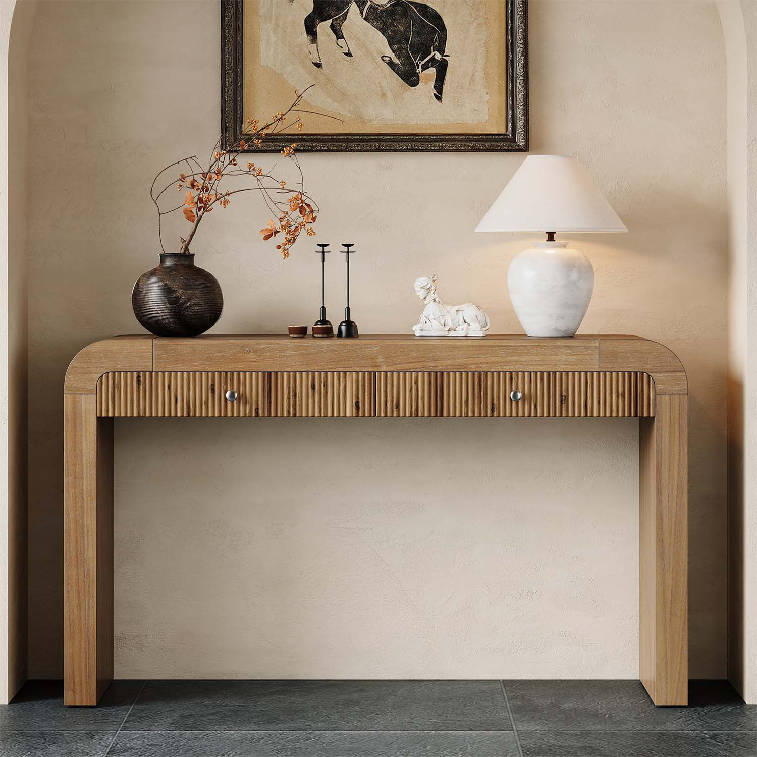 One Allium Way® Rustic Console Table with Functional Storage and ...