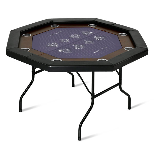 RayChee 50'' 8-Player Poker Table Foldable, Upgraded Folding Octagon ...