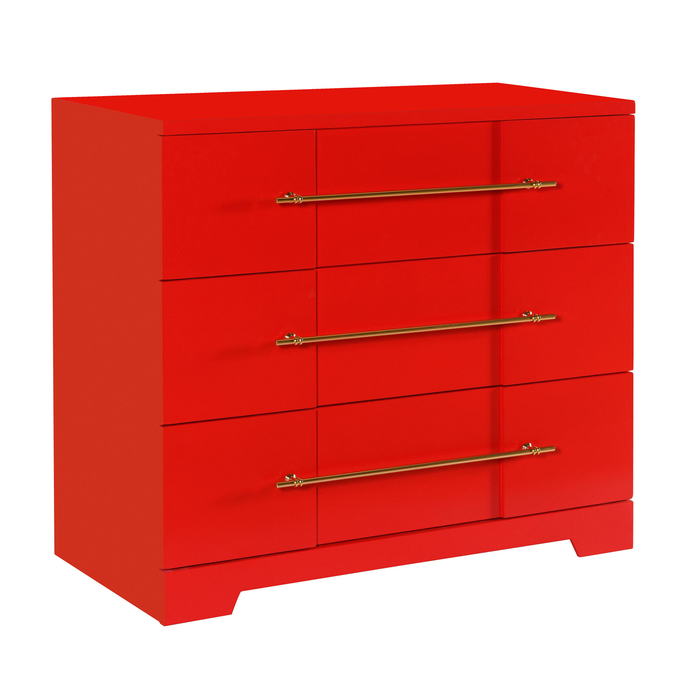 Latitude Run® Breneman Foley - 3-Drawer Wooden Dresser with Metal Long ...