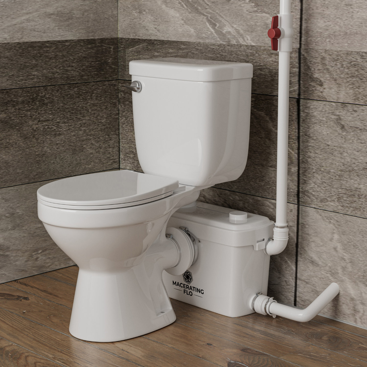 MaceratingFlo 600W Upflush Toilet For Basement, 16.5" Toilet Bowl ...