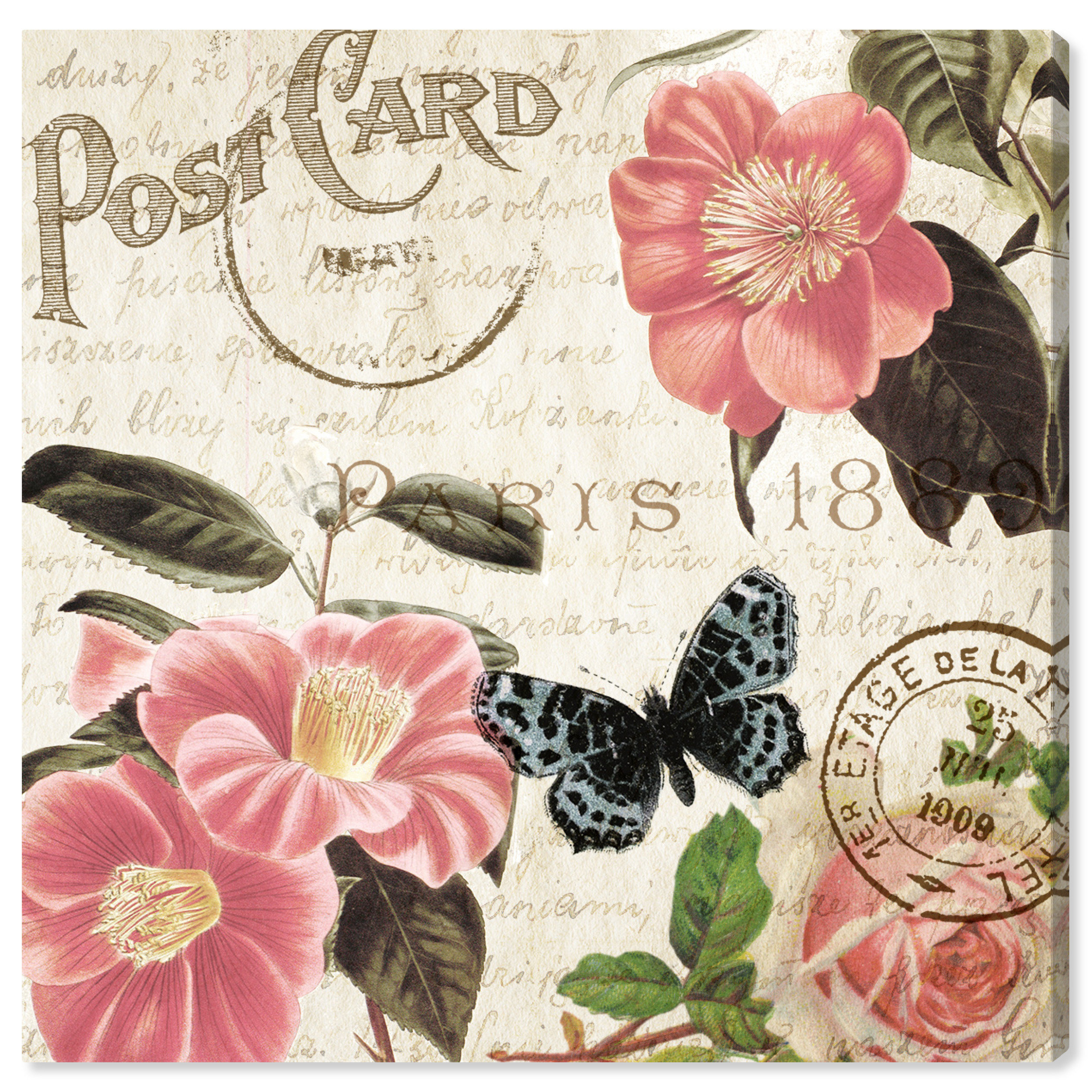 Oliver Gal Letter to You, Paris Flower Postcard Cabin / Lodge Pink ...