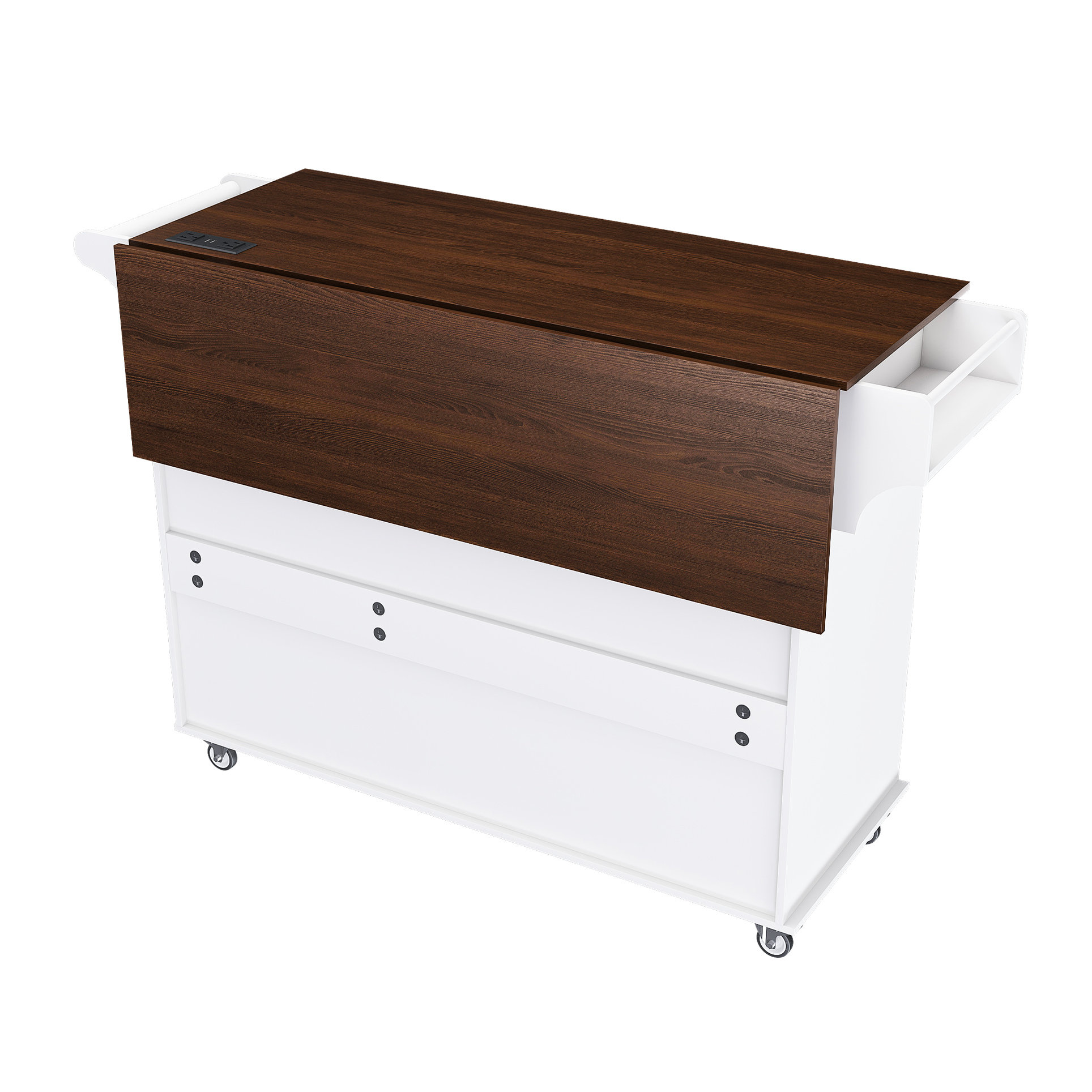 Latitude Run® White Kitchen Island With Fold - Down Table And Drop Leaf ...