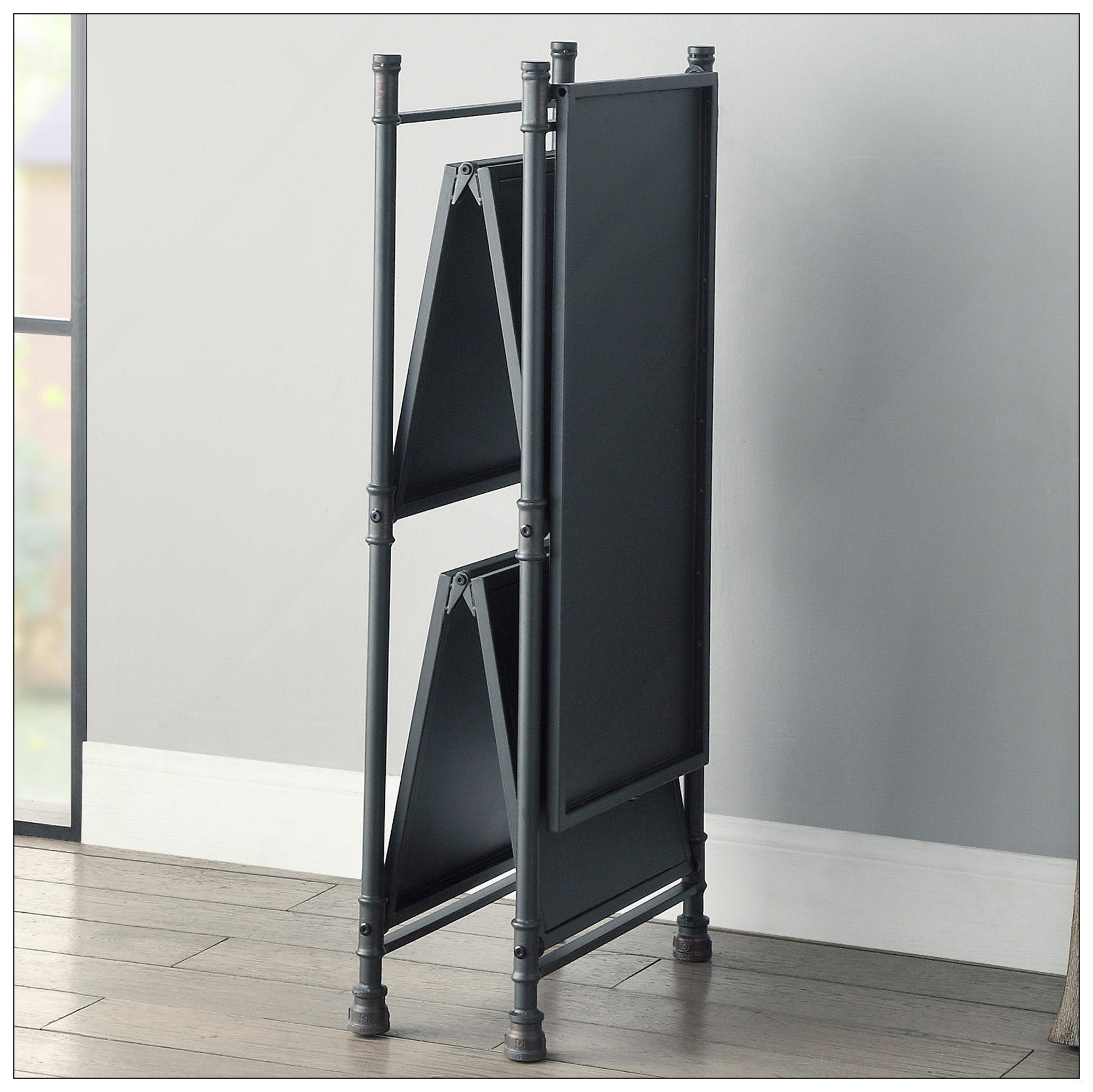 Latitude Run® 3 Tier Folding Console Table, Sandy Black And Dark Bronze ...