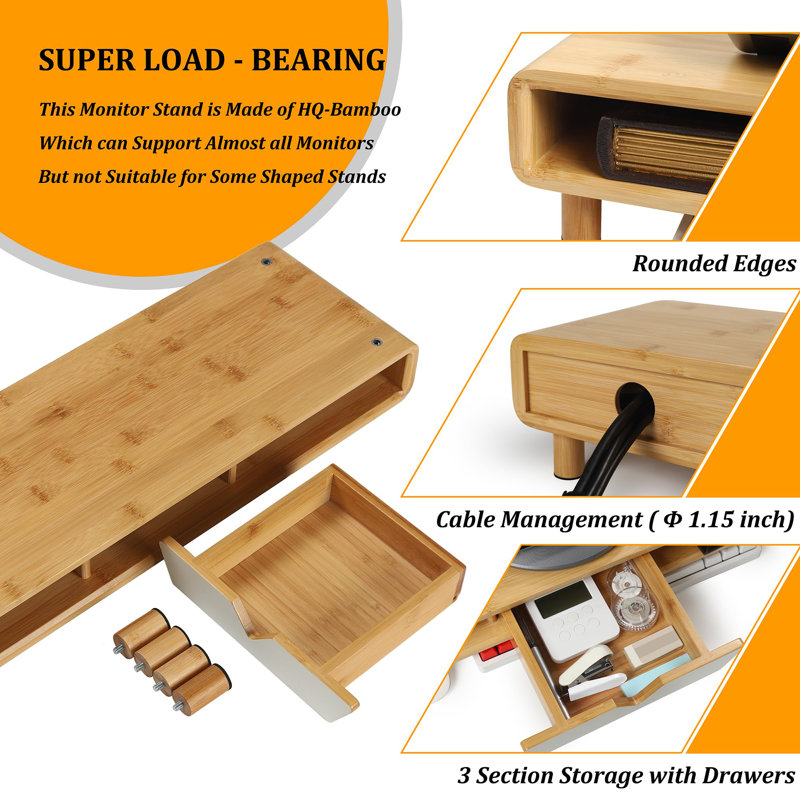 Hokku Designs Monitor Stand with Drawer | Wayfair