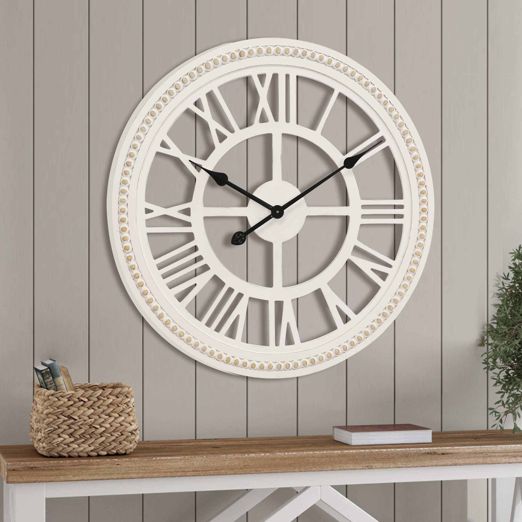 Ophelia & Co. 24" Wood Beading Decor Wall Clock & Reviews | Wayfair
