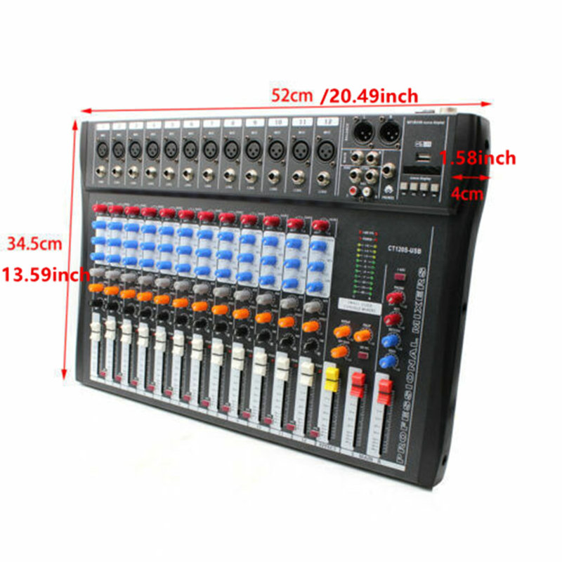 YYBUSHER 12 Channel Mixing Console Audio Mixer DJ Controller ...