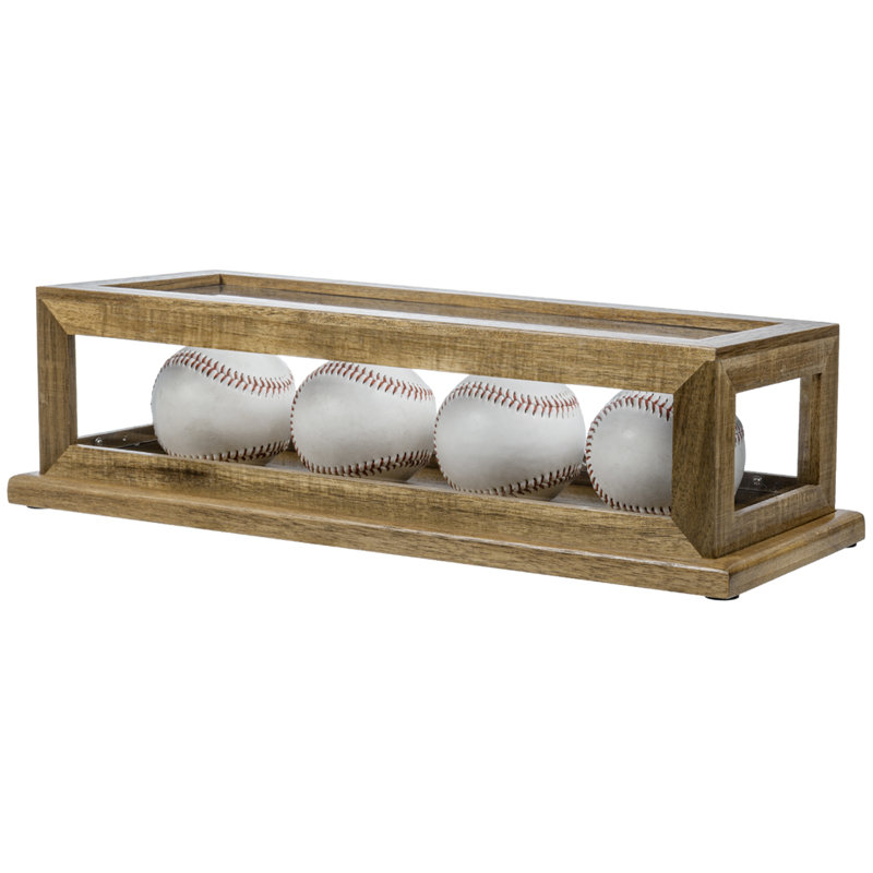 MyGift Acacia Wood Sports Baseball Display Case | Wayfair