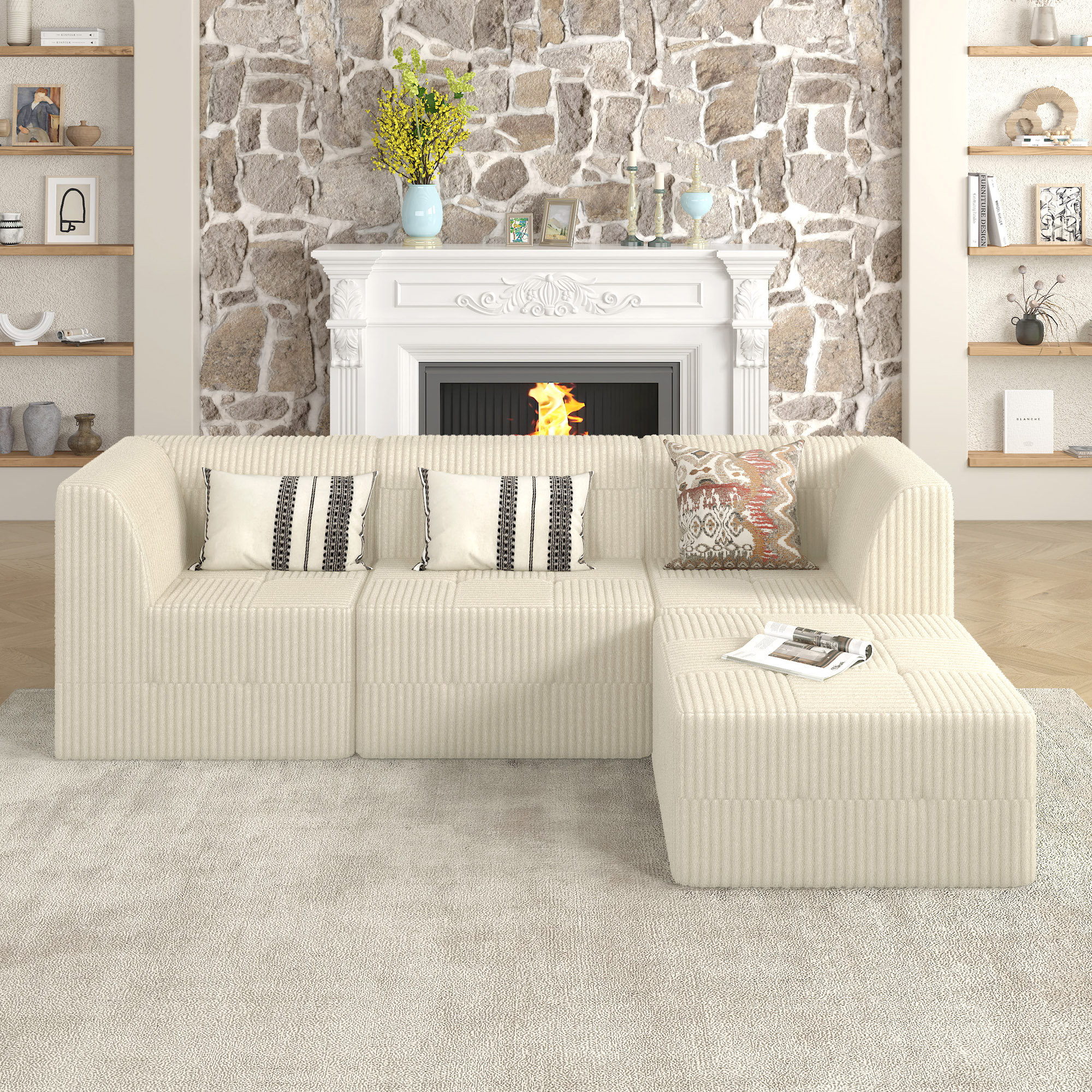 Latitude Run® L Shape Modular Sectional Sofa, Compressed Sectional Sofa ...