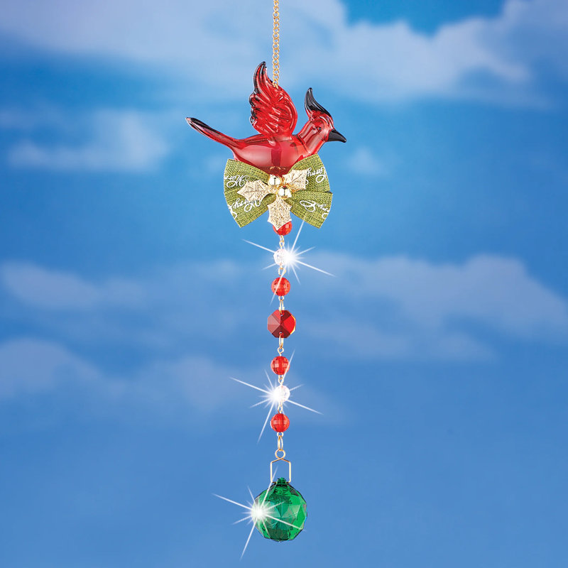 Arlmont & Co. Festive Cardinal Crystal Hanging Suncatcher | Wayfair