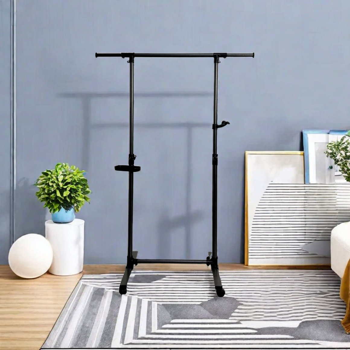 Ebern Designs Short Clothing Racks Hanging Clothes With Bottom Shelves ...