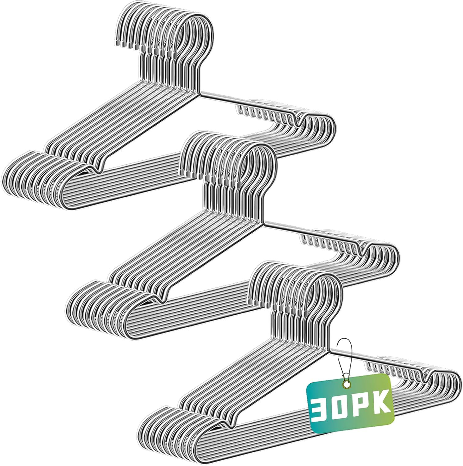 Rebrilliant Rall Wire Hangers 30 Pack Metal Hangers for Clothes Hangers ...