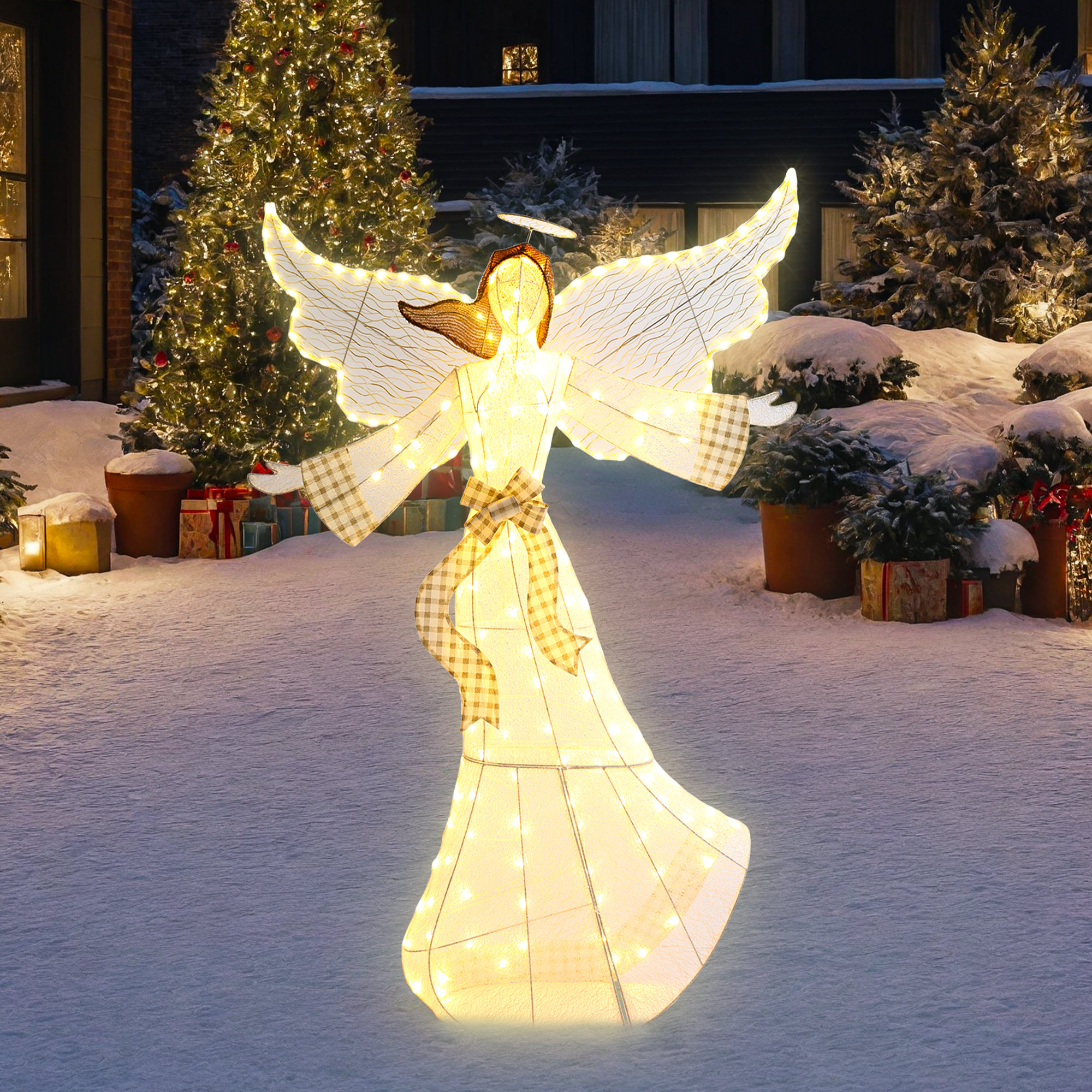 The Holiday Aisle® 5.5ft Lighted Outdoor Angel Christmas Decoration,3D ...
