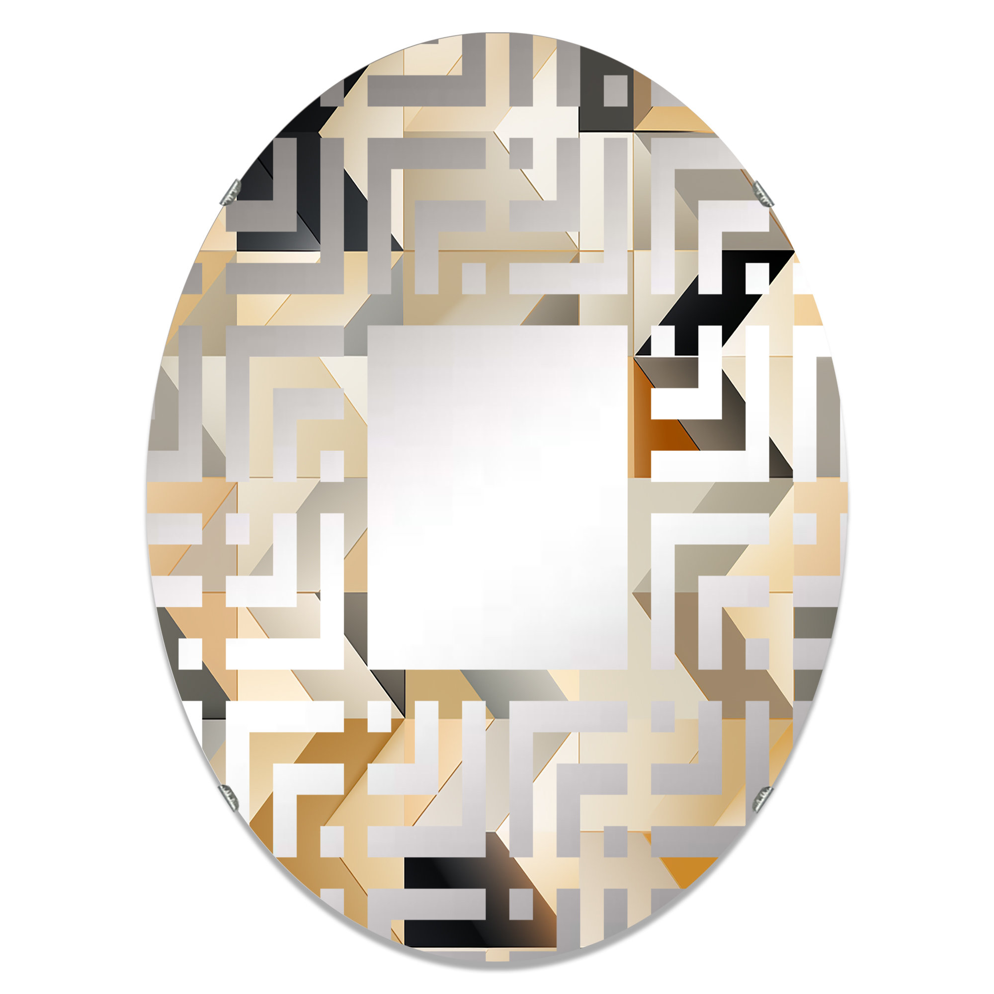Design Art Beige Minimalist Polygons Serenity - Maze Decorative Mirror ...