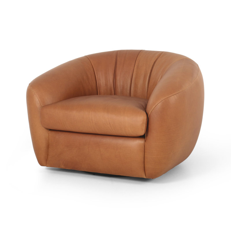 Joss & Main Adele Genuine Leather Swivel Chair | Joss & Main