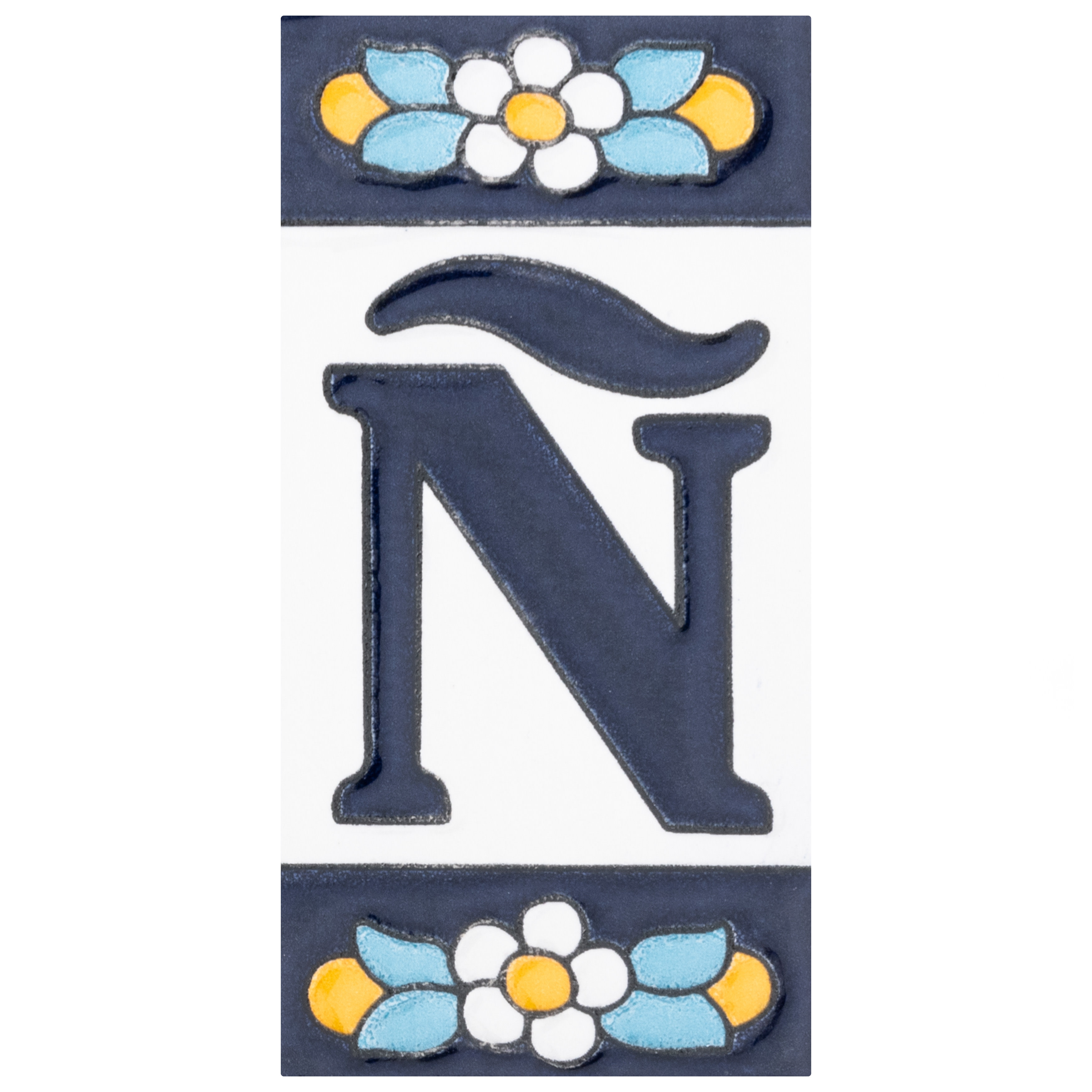 Merola Tile Sevillano Flora 2-1/8 in. x 4-3/8 in. Letter Enye Ceramic ...