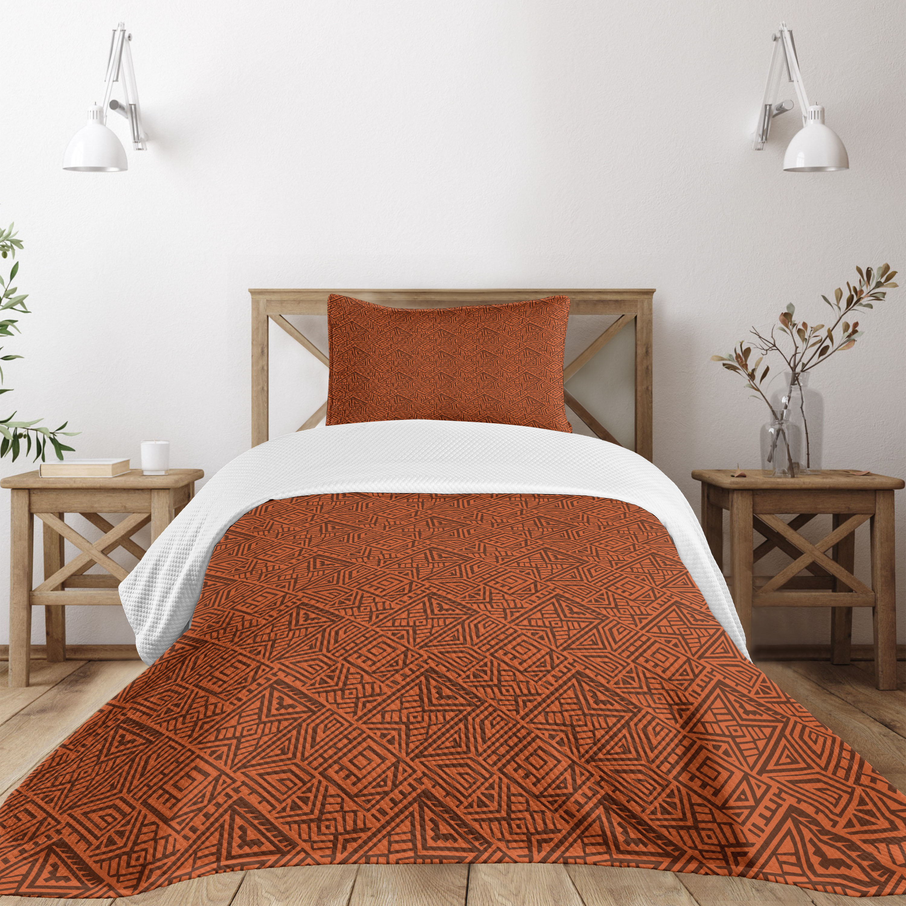 Ambesonne Aztec Bedspread Set Exotic Culture Orange Dark Orange | Wayfair