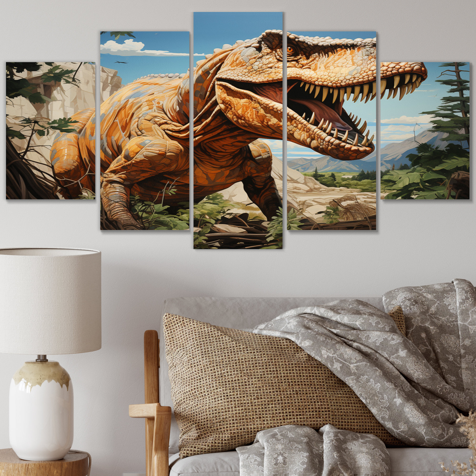 Trinx Dinosaur Prehistoric Legacy Pastoral III - Animals Metal Art ...