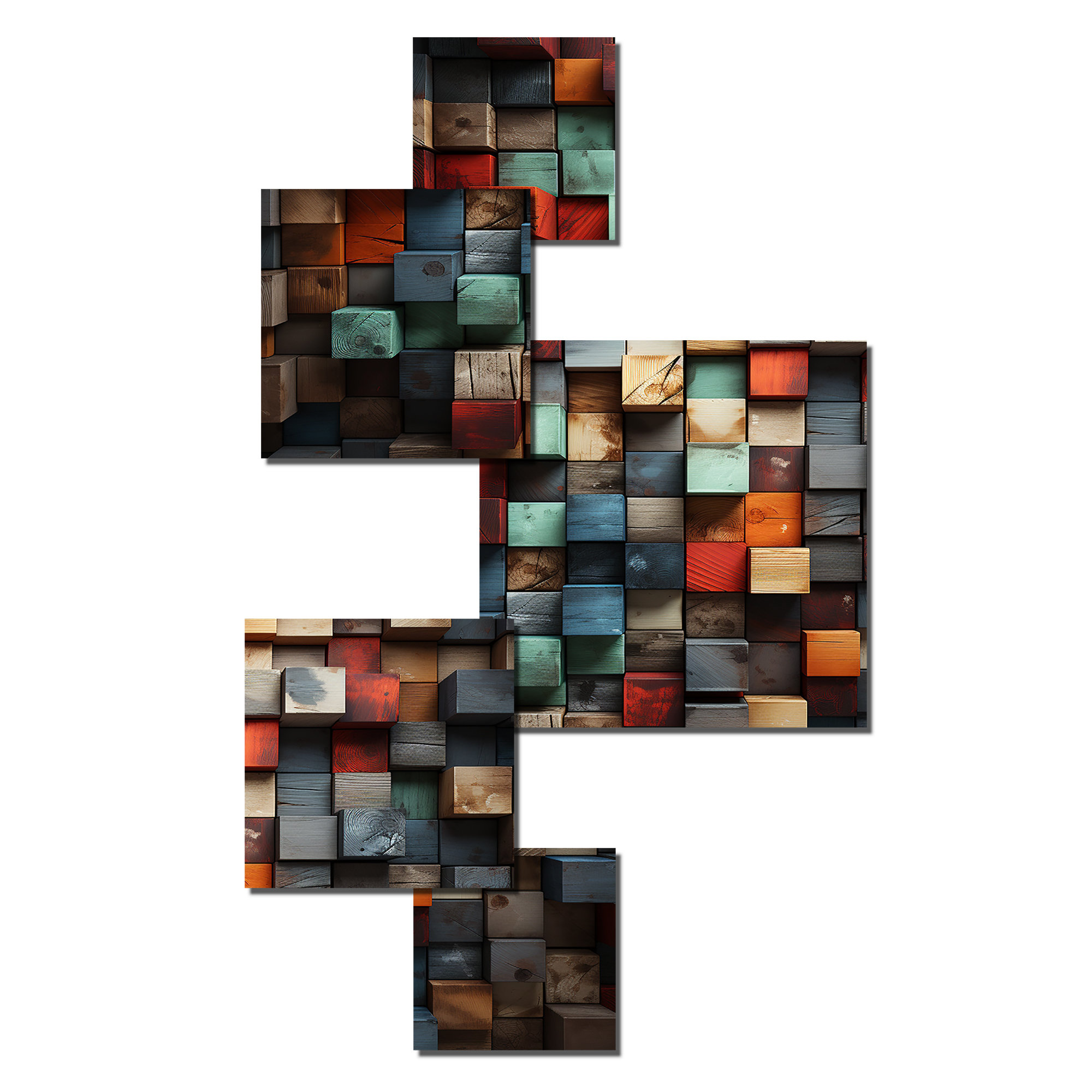 Ivy Bronx Blue And Red Abstract Cubes II - Abstract Cubism Square Wall ...