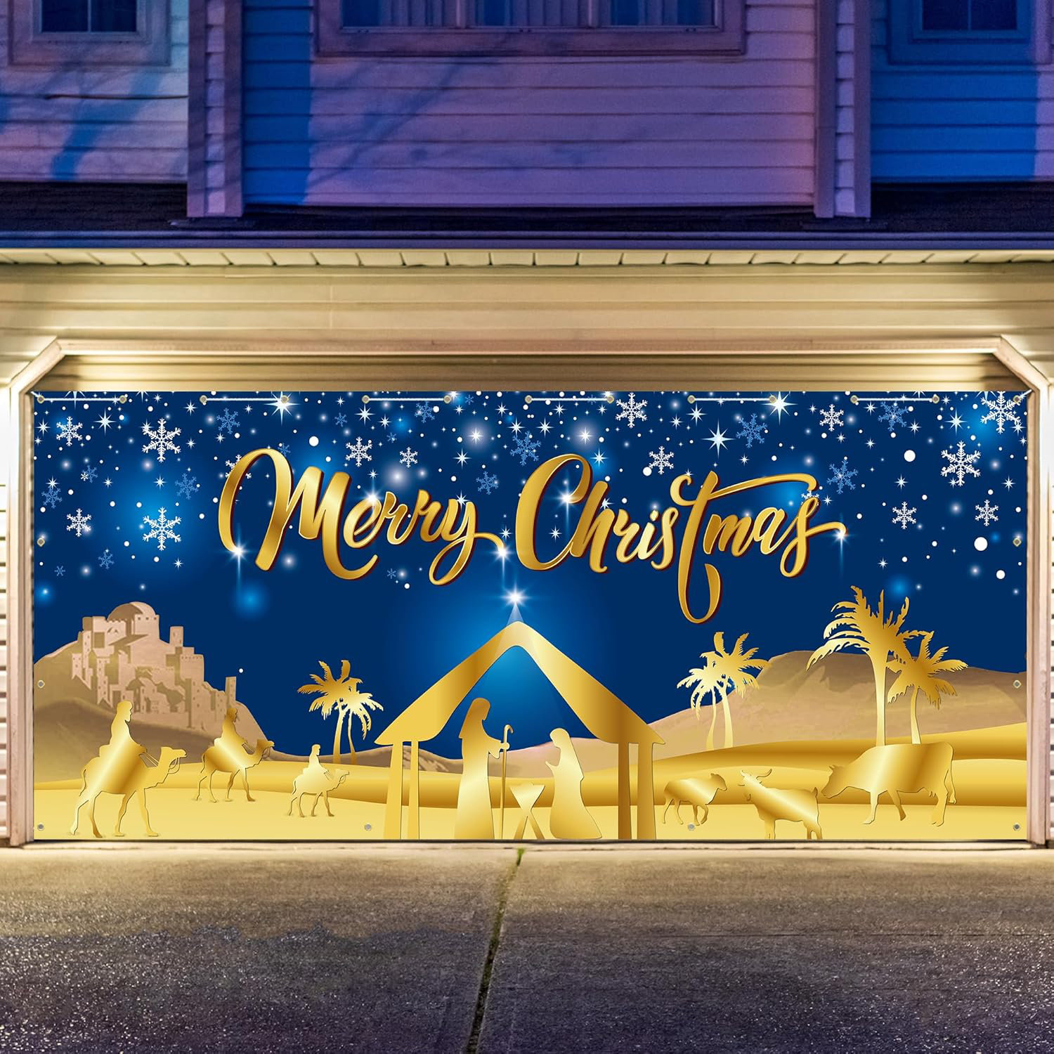 The Holiday Aisle® Jesus Christmas Garage Door Decorations, 16X7ft ...