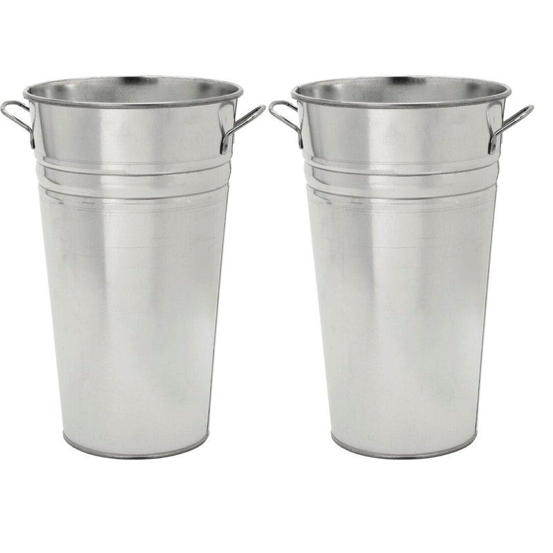17 Stories Boylon Galvanized 2 Piece Floor Vase Set | Wayfair