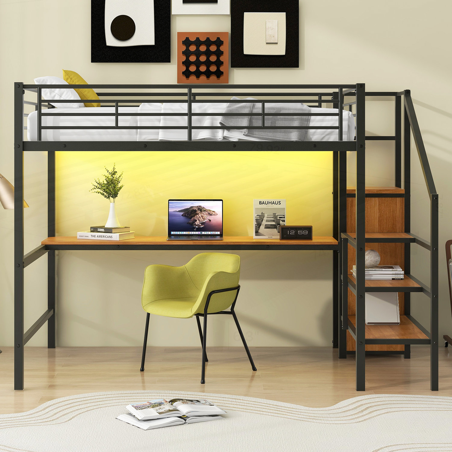 Mason & Marbles Versatile Metal Loft Bed with Integrated Desk and Storage Options - Wayfair Canada