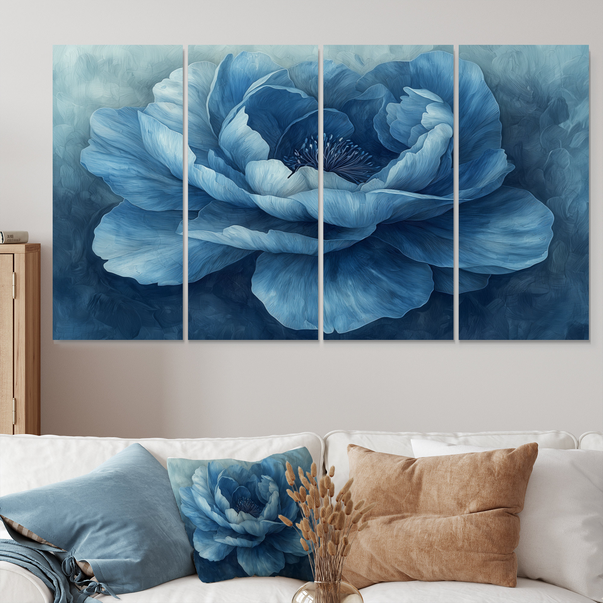Mercer41 Blue Velvet Layers Of Peones I - Velvet Wall Art - Traditional ...