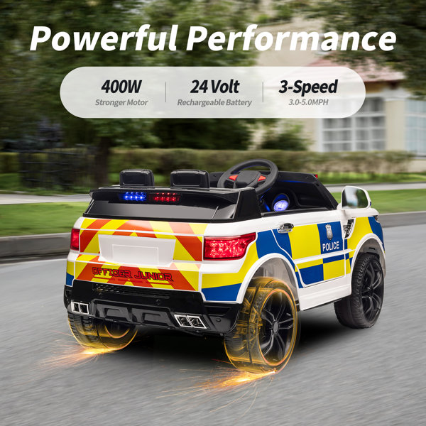 Outfunny Electric Police Car for Kids, 24 Volt Kids Ride on Toys w ...