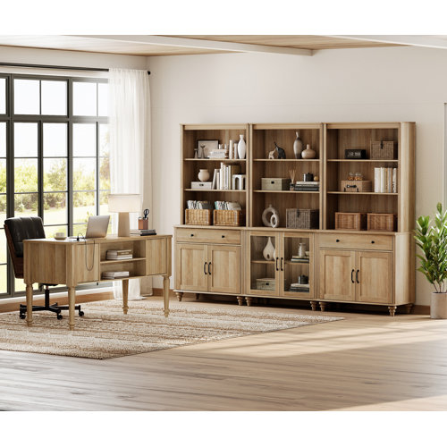 Alcott Hill® 2 - Piece Office Set, 56" Executive Desk, Bookcases With 6 ...