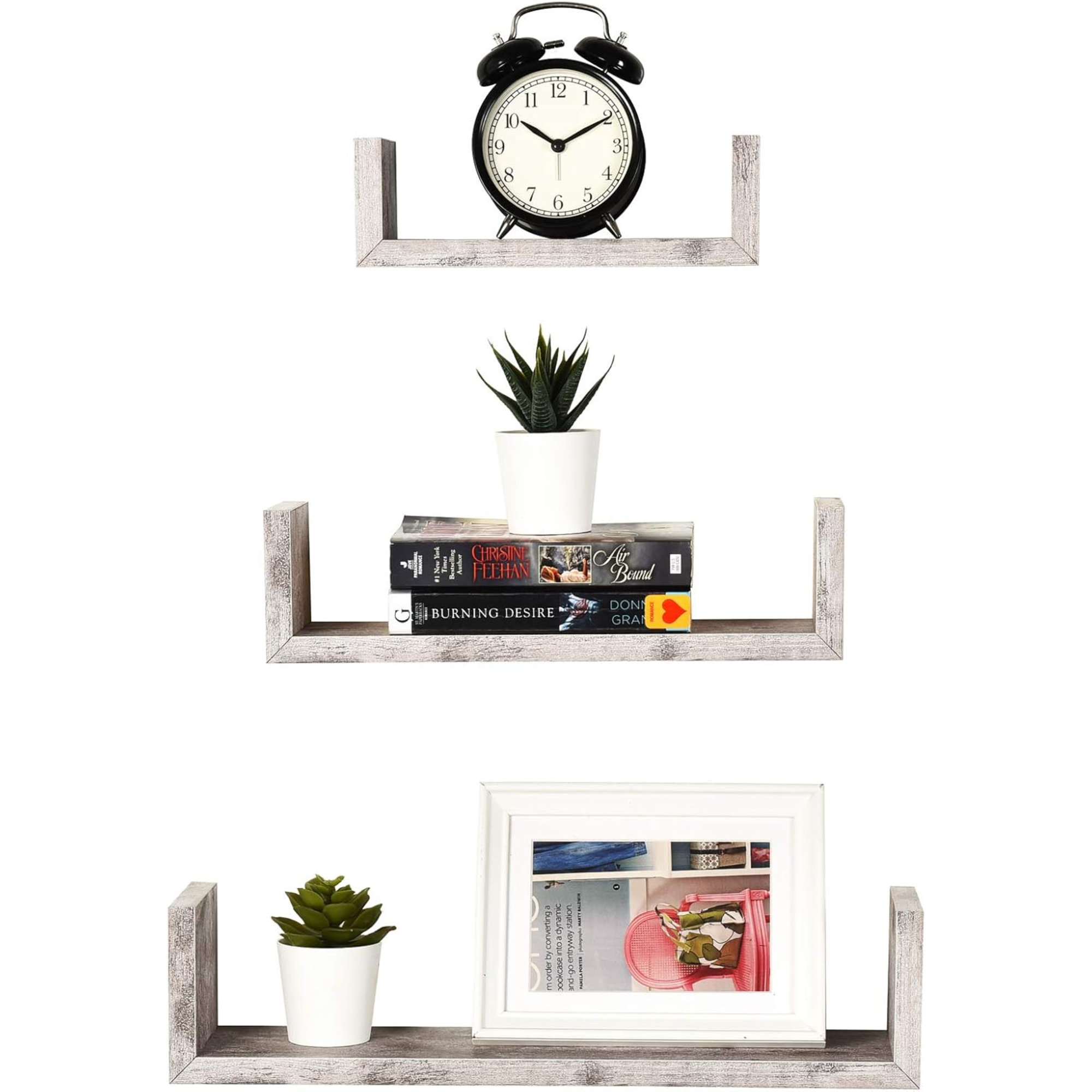 Gracie Oaks Set Of 3 Floating “U” Shelves, Easy-To-Assemble Floating ...