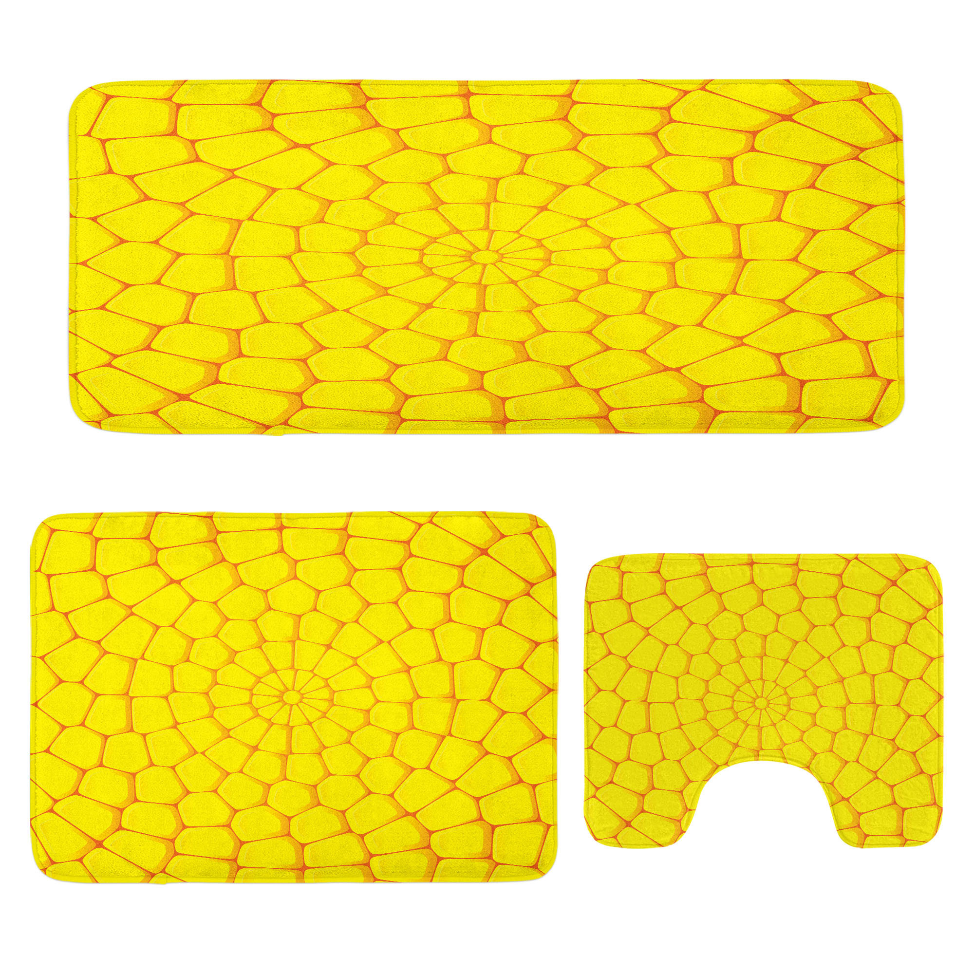 East Urban Home Yellow Bathroom Rug Set 3 Pieces U-Shape & Rectangle ...
