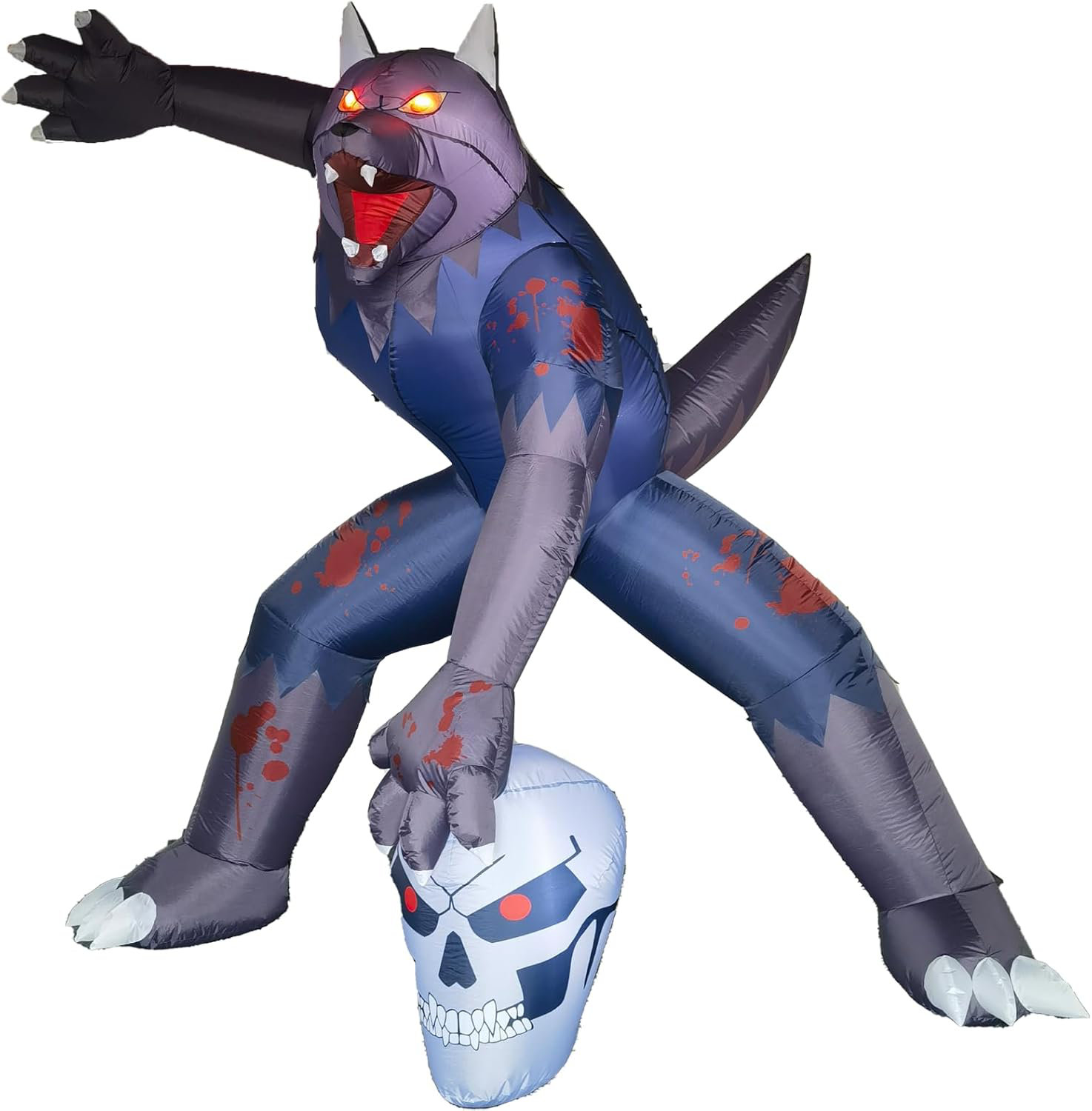 The Holiday Aisle® 7FT Halloween Inflatable Werewolf With Skull Outdoor ...