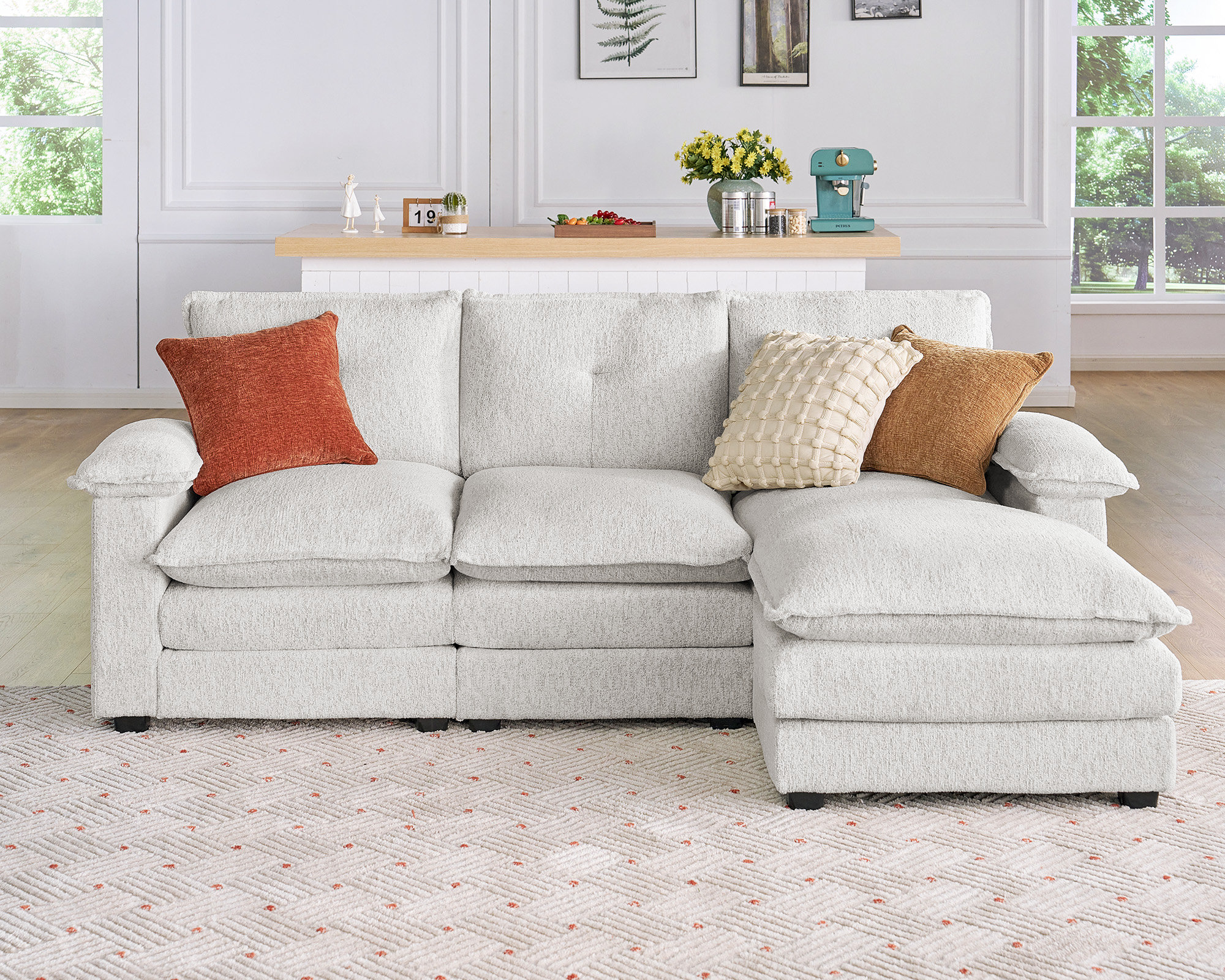 Latitude Run® Modular L Shaped Couch, Oversized Sectional Couch- Double ...