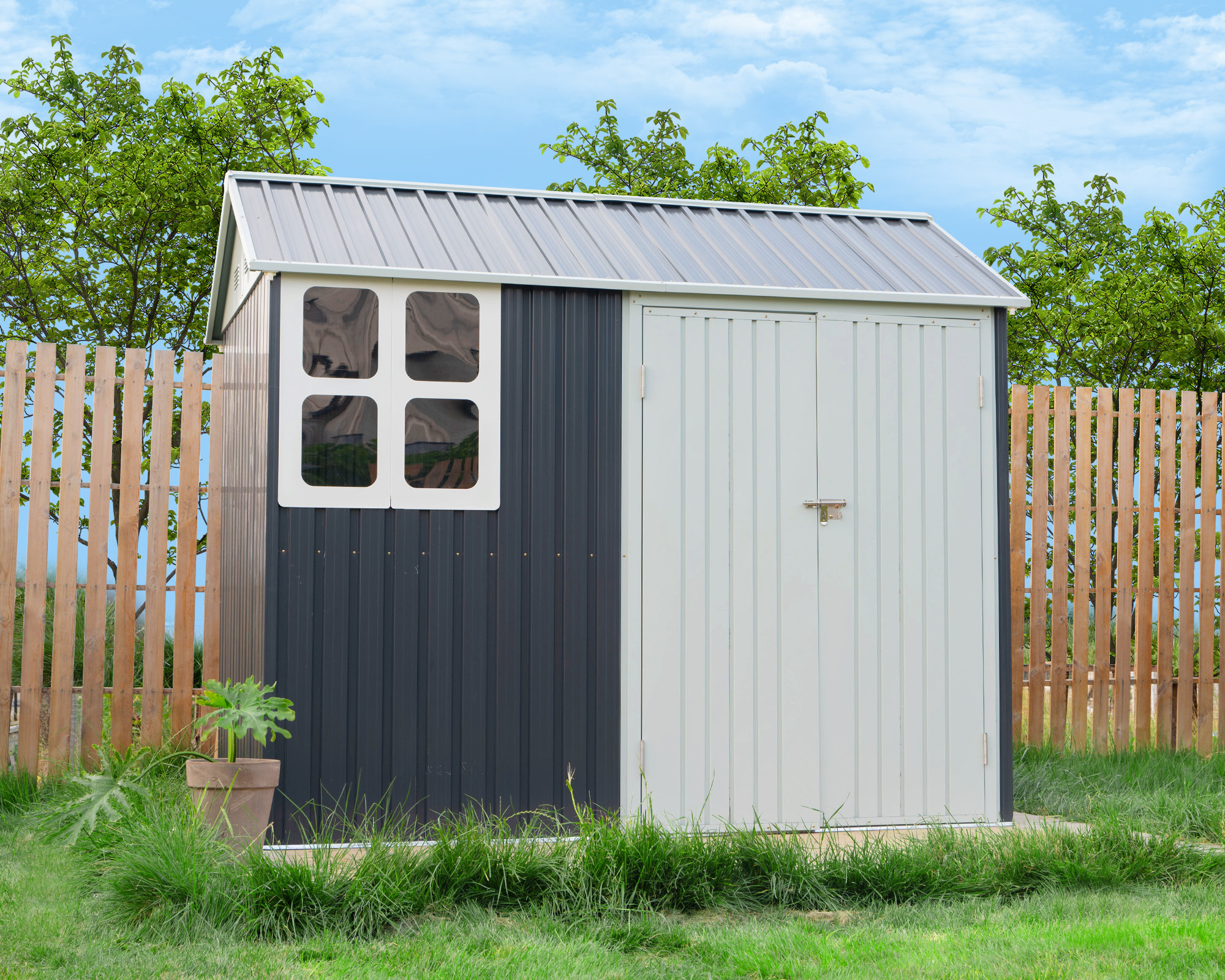 AMERLIFE 8 ft. W x 6 ft. D Metal Corner Storage Shed & Reviews ...
