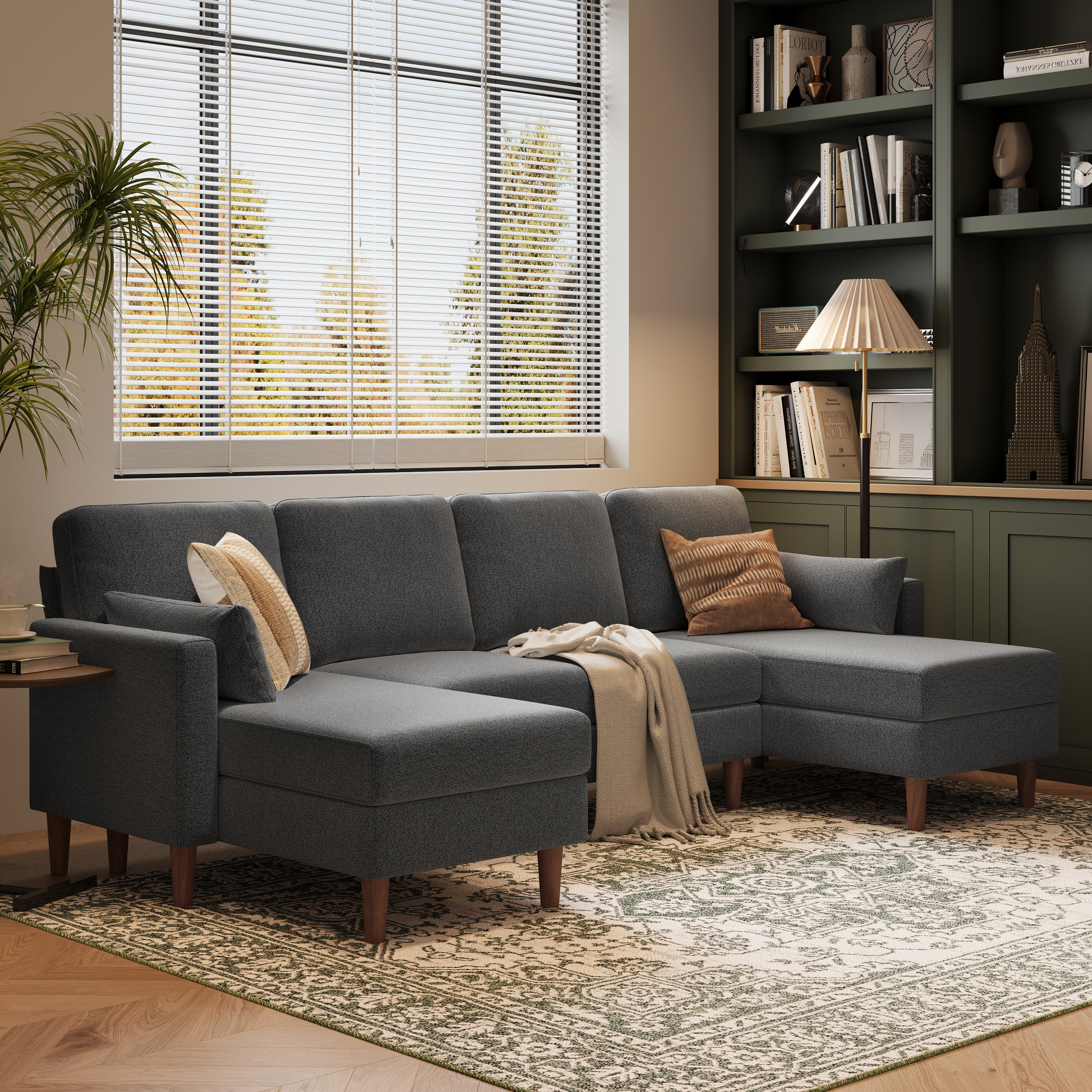 George Oliver 101" 4 Seat Modular Sectional Sofa With Double Chaise ...