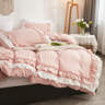 Nayoroom Pink Ruffled Duvet Cover Set Vintage Ruffle Fringe Comforter ...