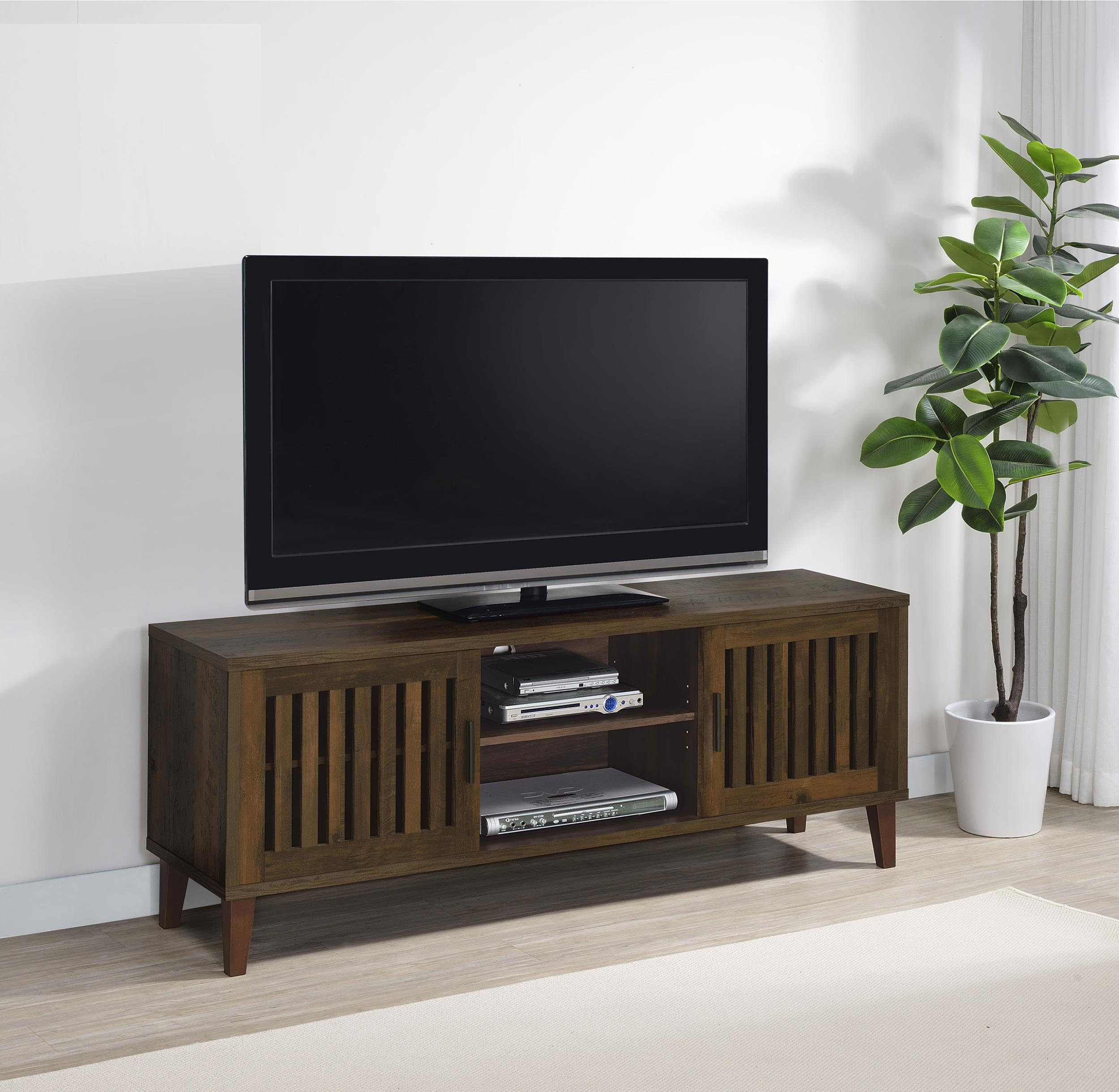 George Oliver Mahala 2-door Engineered Wood 60" TV Stand Dark Pine ...