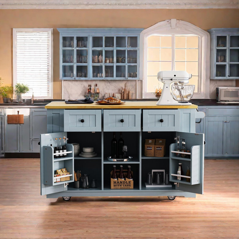 Lark Manor™ Braidon Rolling Kitchen Cart with Manufactured Wood Top ...