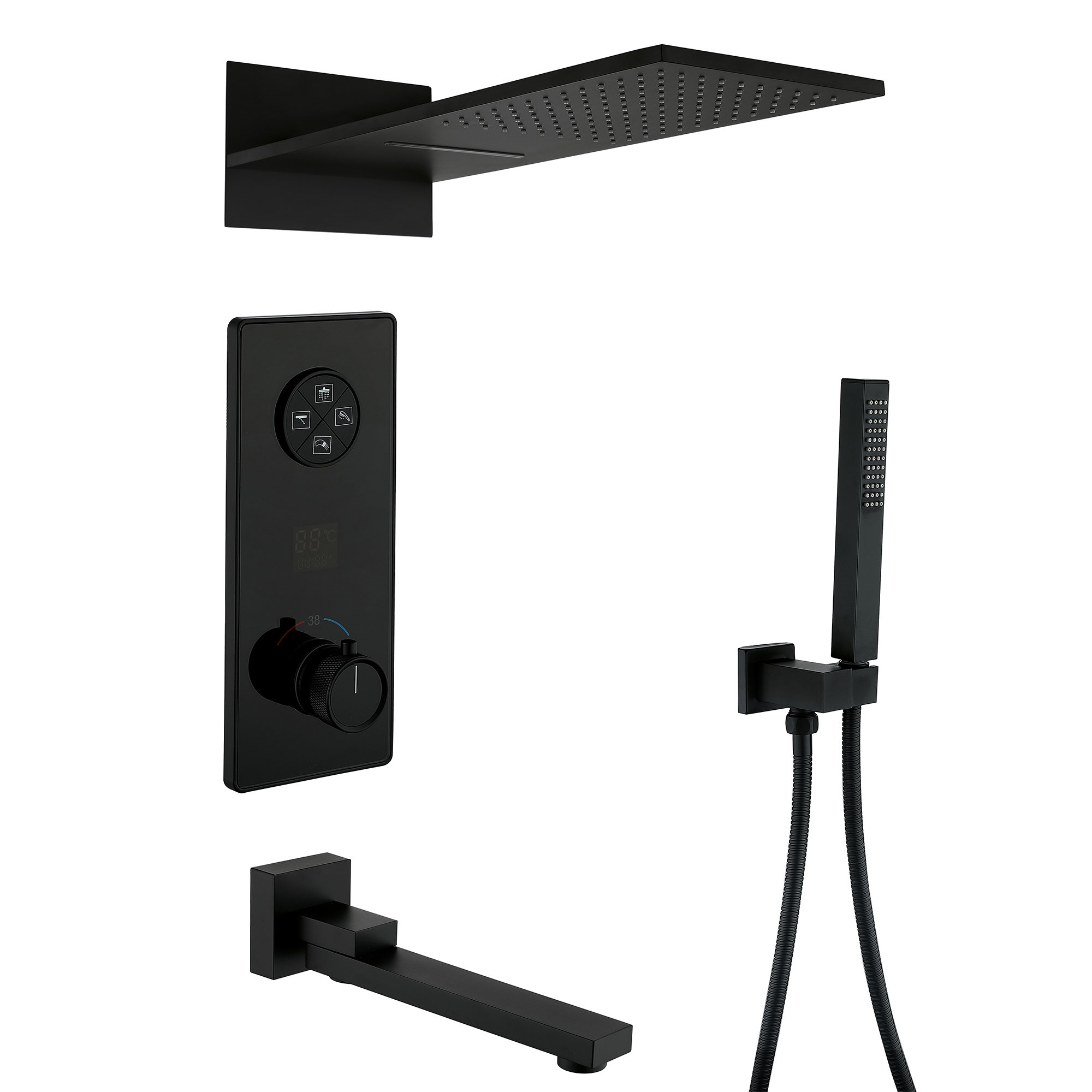 RBROHANT Ensemble de douche à affichage trois températures, robinet de douche thermostatique ...