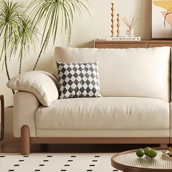 Lifton Simple Solid Wood White Sofa 94.49'' Sofa | Wayfair