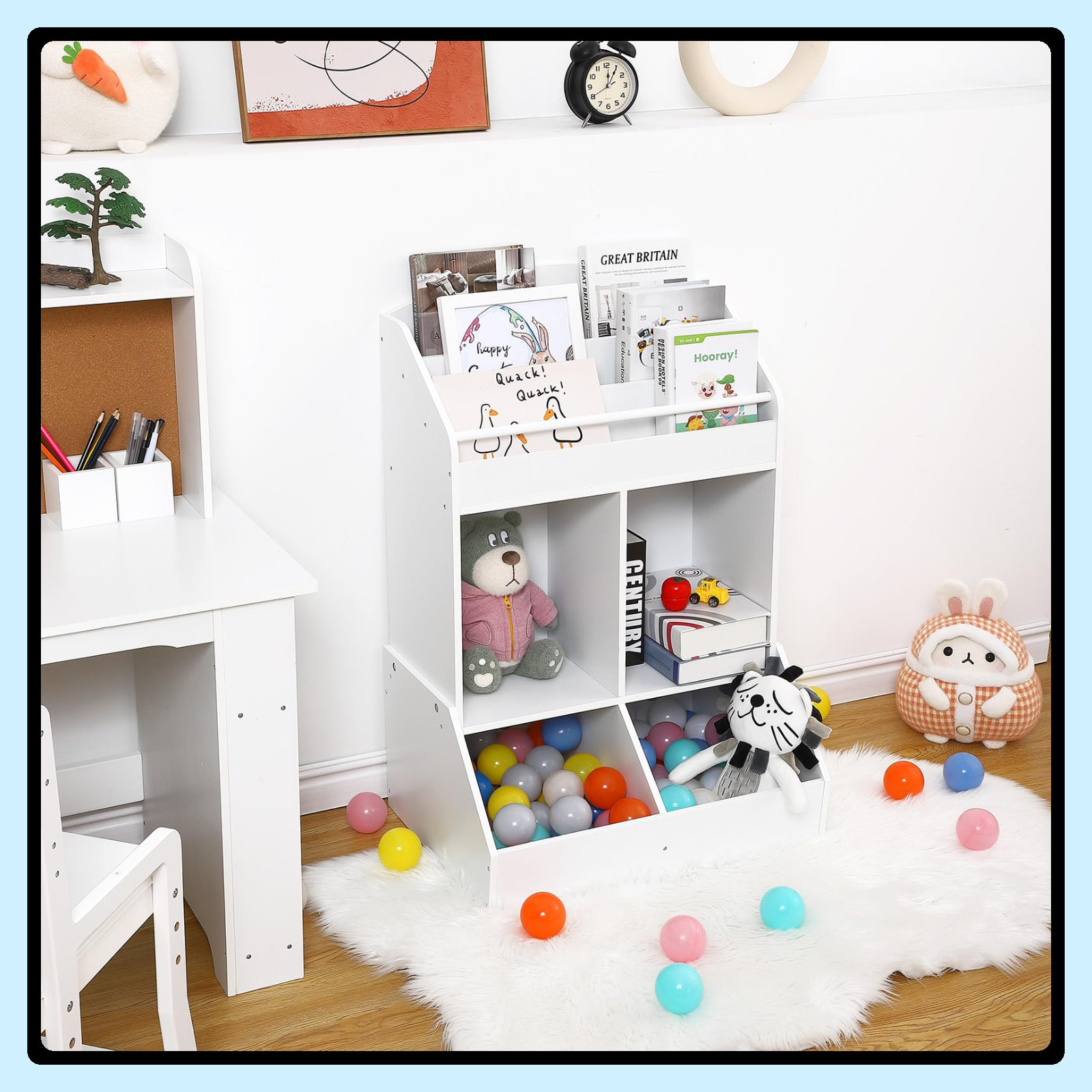 Harriet Bee Kids Bookshelf and Toy Storage Organizer with Multi Cubbies ...